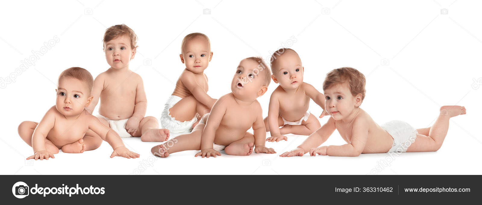 Collage Cute Little Babies White Background Banner Design Stock Photo ...