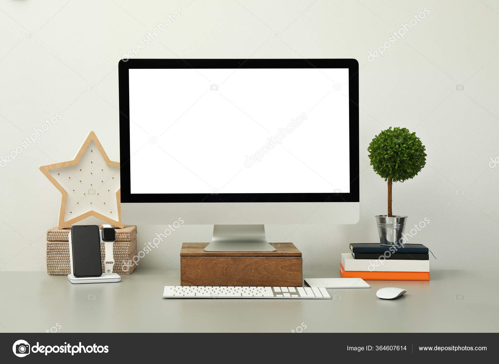 Modern Workplace Computer Charging Devices Decor Elements Interior ...