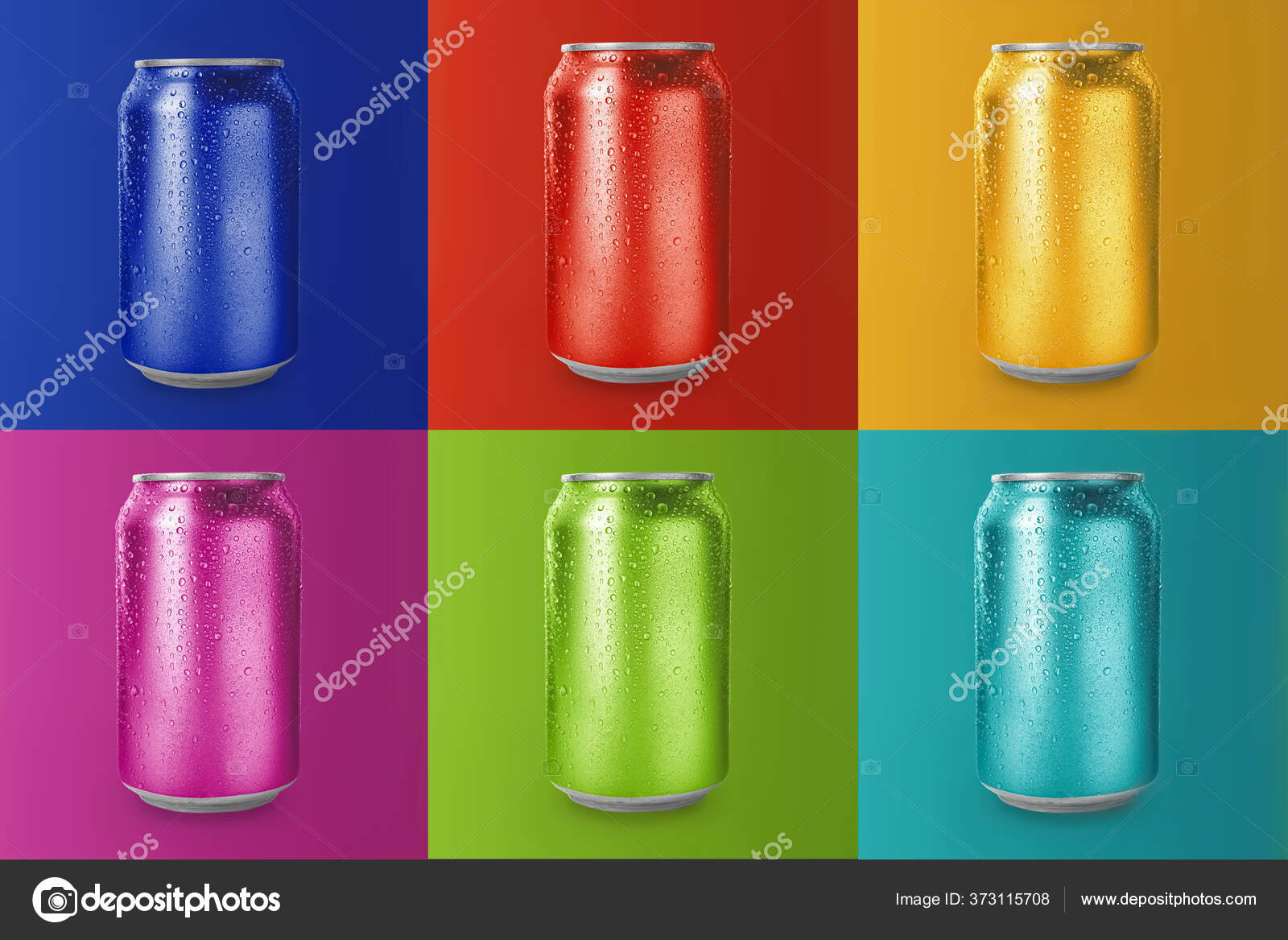 Collage Aluminum Cans Different Color Backgrounds Stock Photo by ...