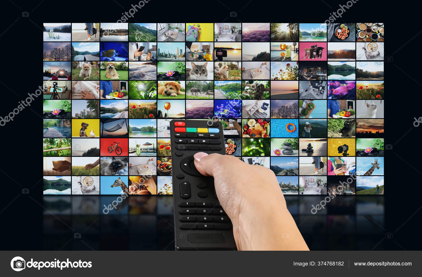 Streaming Video Services Woman Using Remote Control Change Channels ...