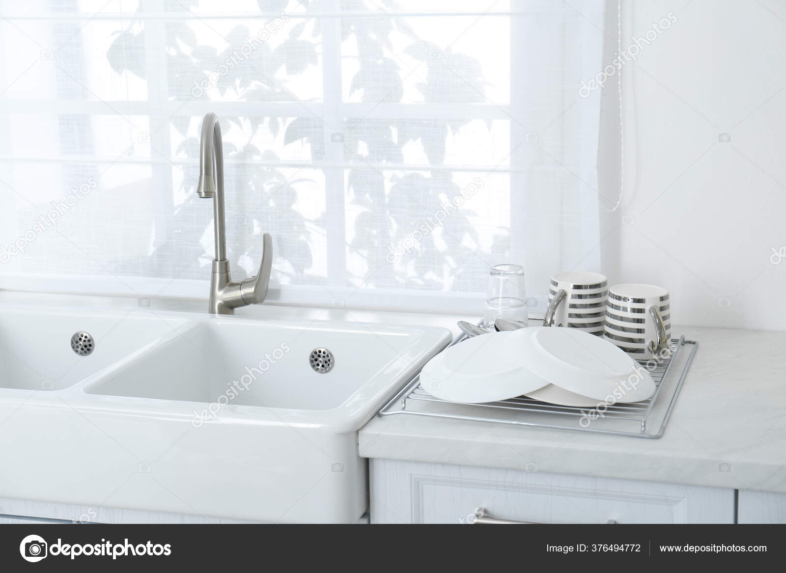 Clean Dishes Drying Rack Modern Kitchen — Stock Photo © NewAfrica ...