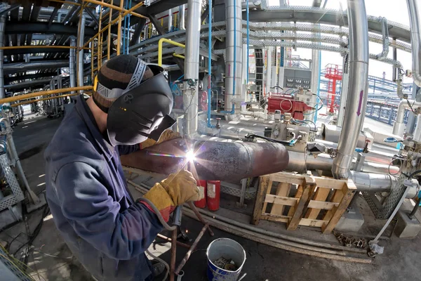 Welding works at installation of new pipeline Stock Photo by ©shinobi ...