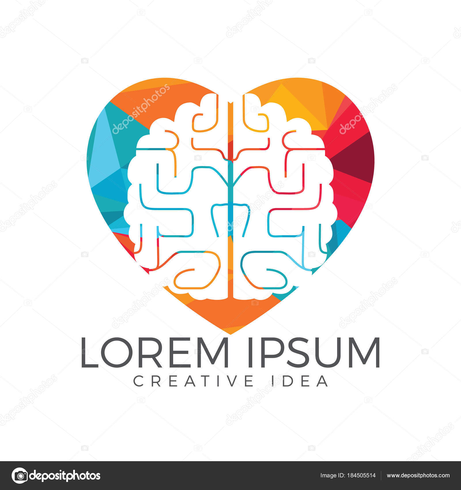 Creative Brain Heart Shape Logo Design Think Idea Concept Brainstorm ...