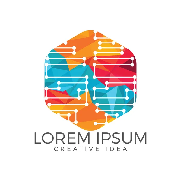 Abstract data sharing network logo design. Technology, computer, data ...