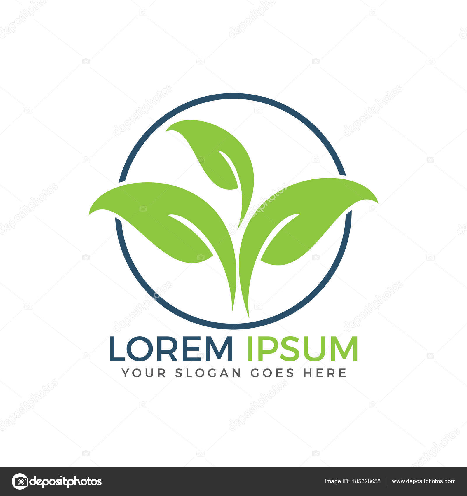 Organic Green Leaf Logo Design — Stock Vector © irfankhanalvi #185328658