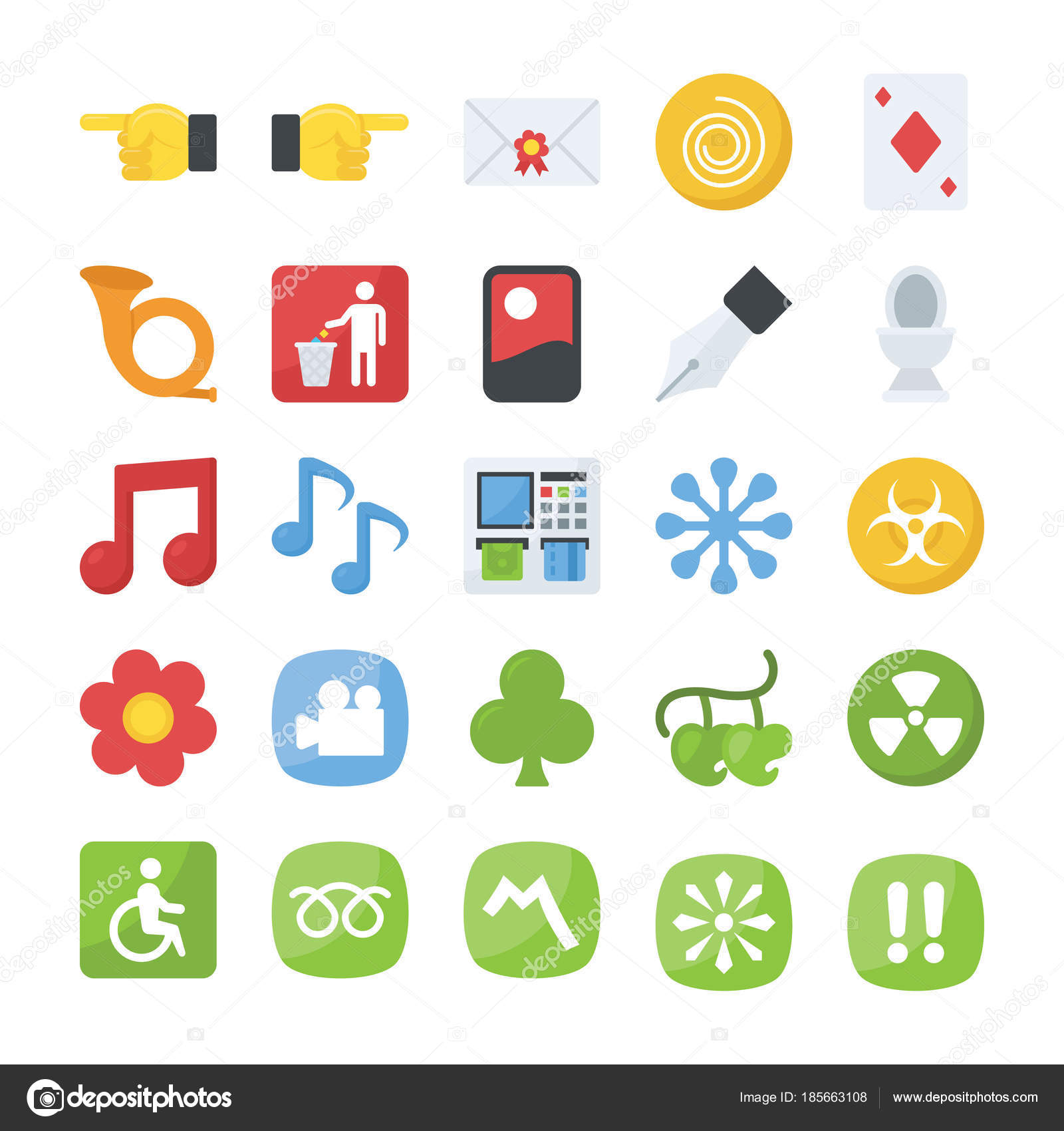 Pack Symbols Flat Icons Stock Vector Image by ©vectorspoint #185663108