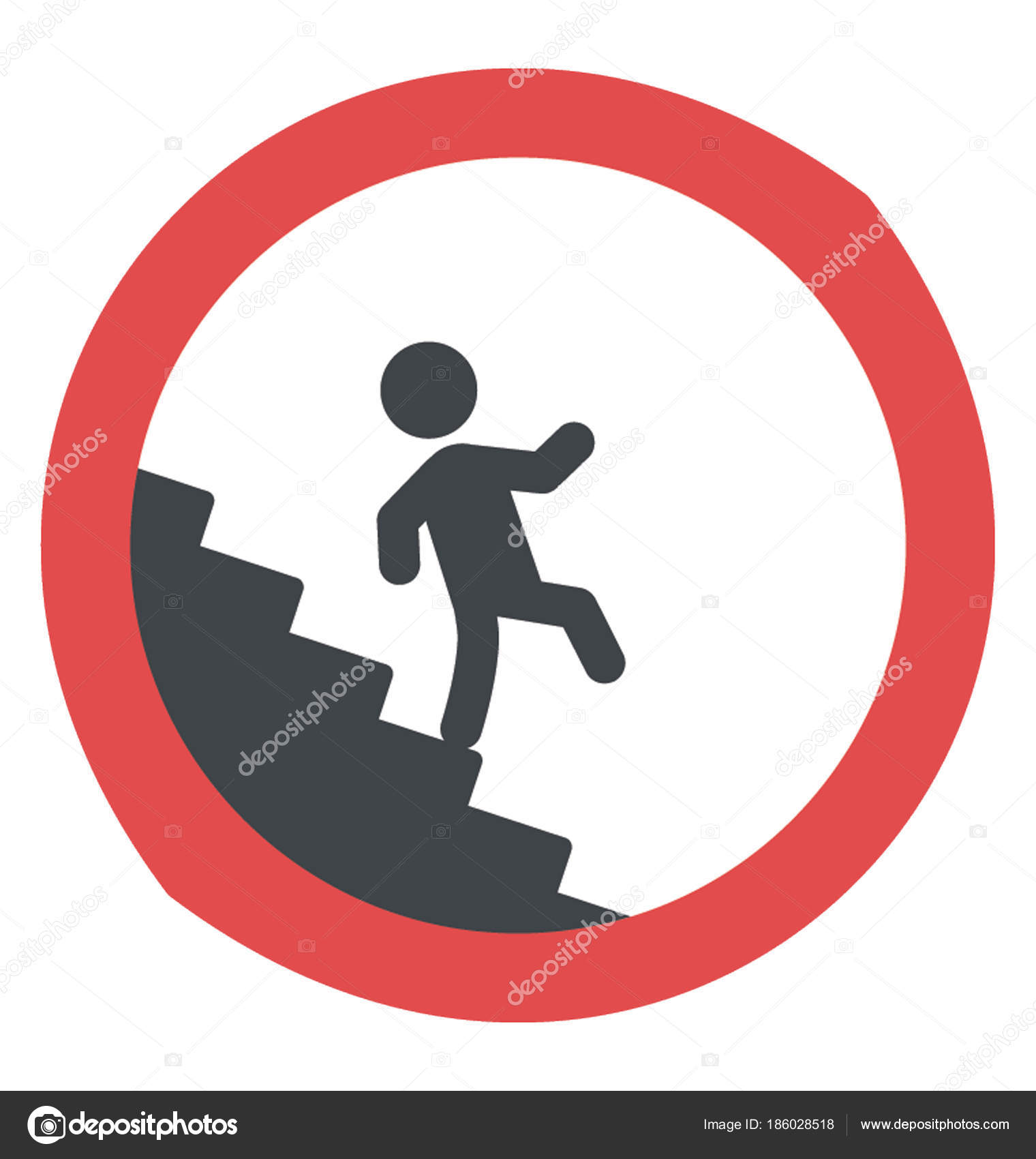 Warning Sign Staircase Crash Stair Fall Stock Vector by ©vectorspoint ...