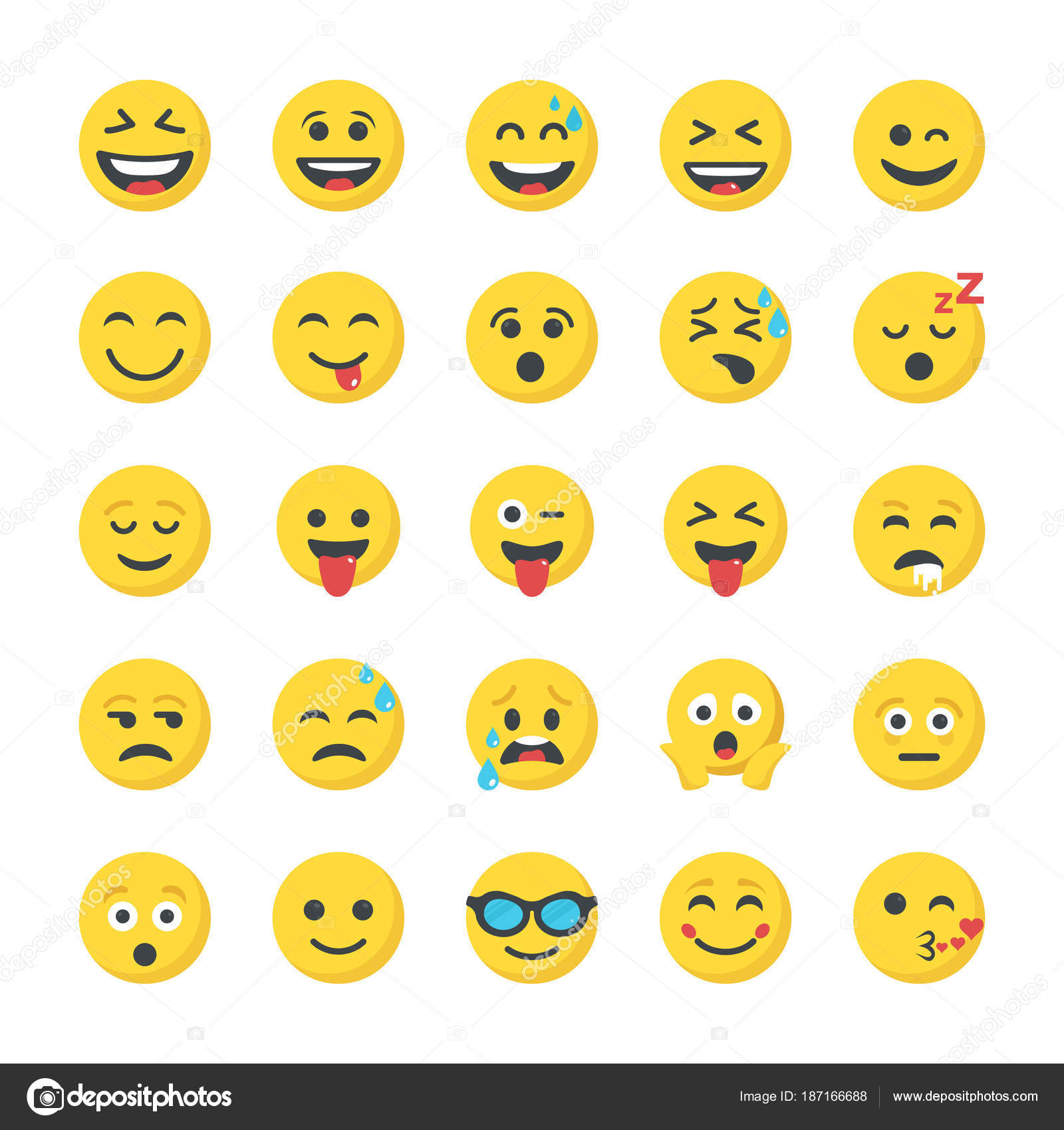Smiley Flat Icons Collection Stock Vector Image by ©vectorspoint #187166688