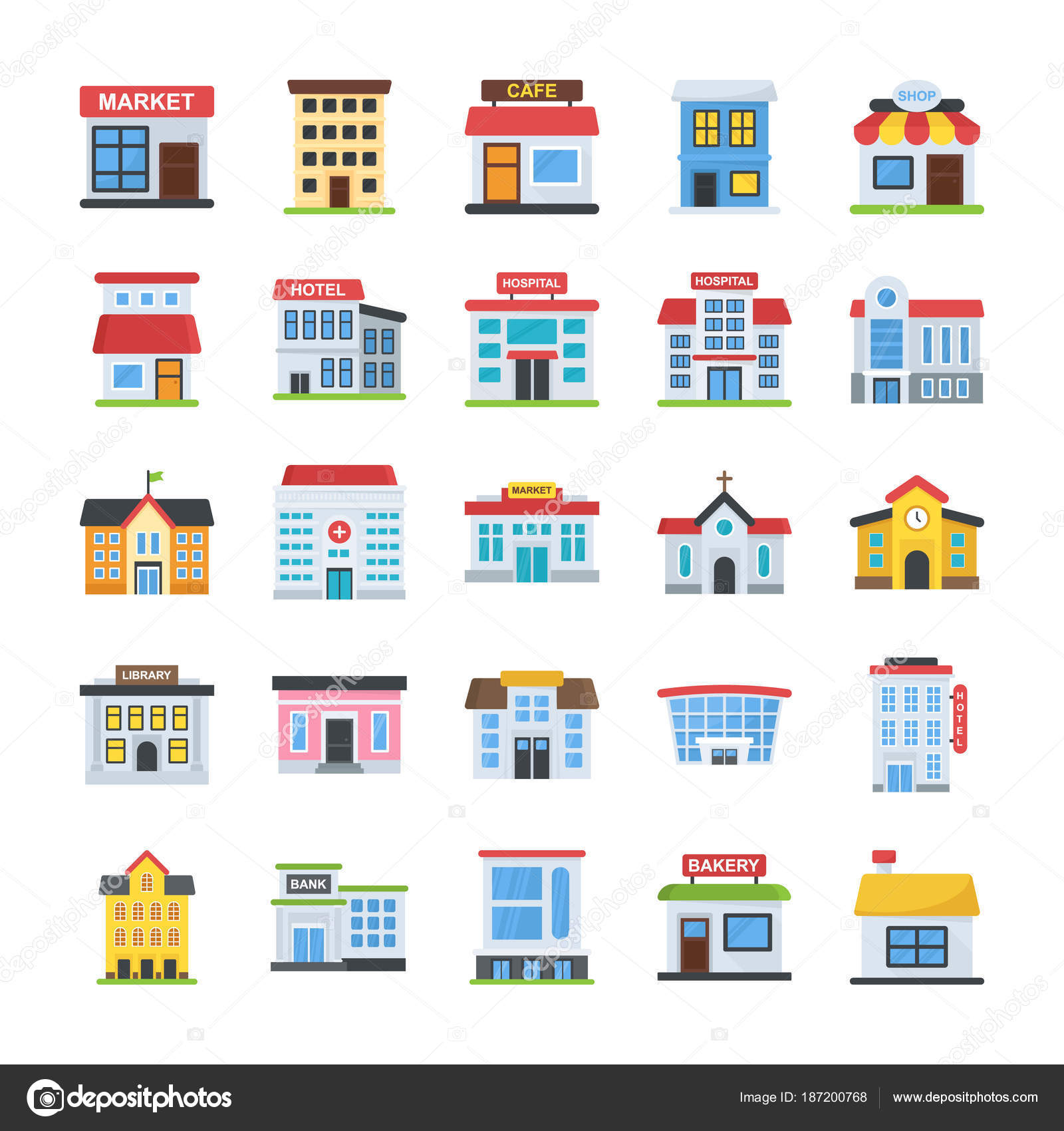Building Flat Icons Set Stock Vector Image by ©vectorspoint #187200768