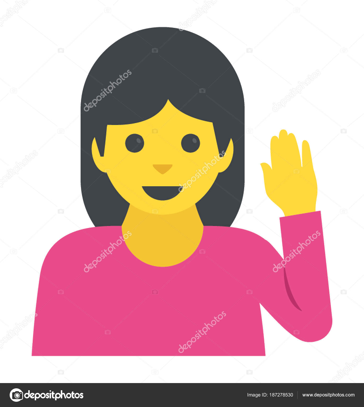 Woman Raising Hand Woman Emoji Stock Vector Image By ©vectorspoint 187278530