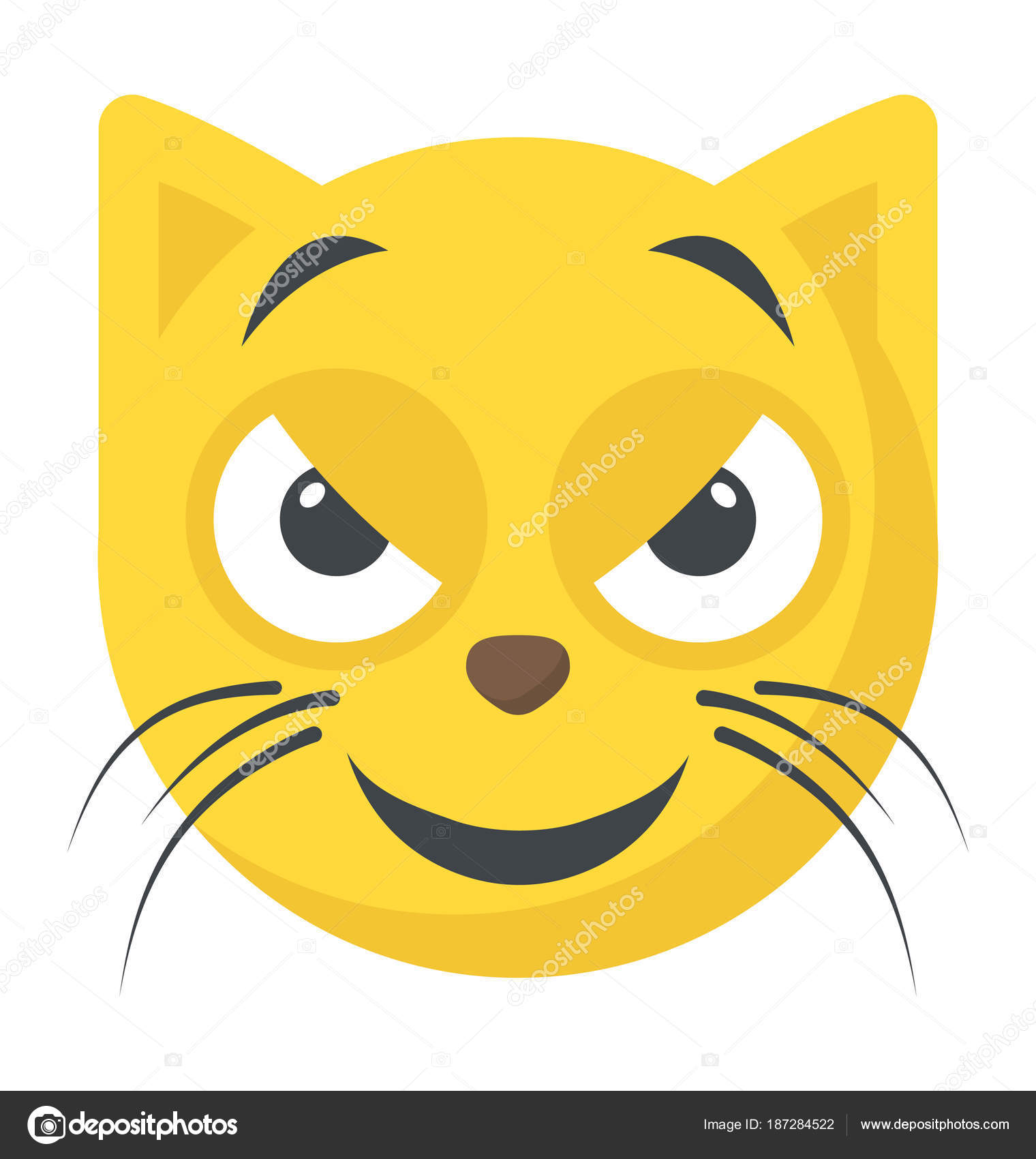 Sonriente Con Bigotes Simbolizando Emoticono Del Gato Vector de stock ...