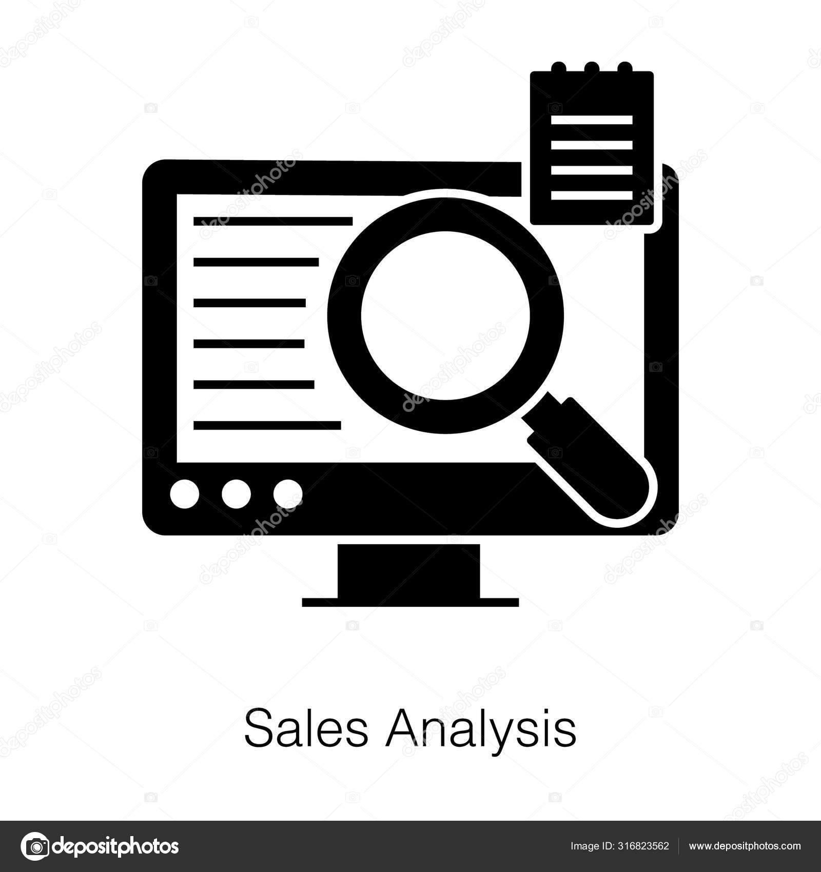 Sales Analysis Icon White Isolated Background Analytics Forecast Sign ...