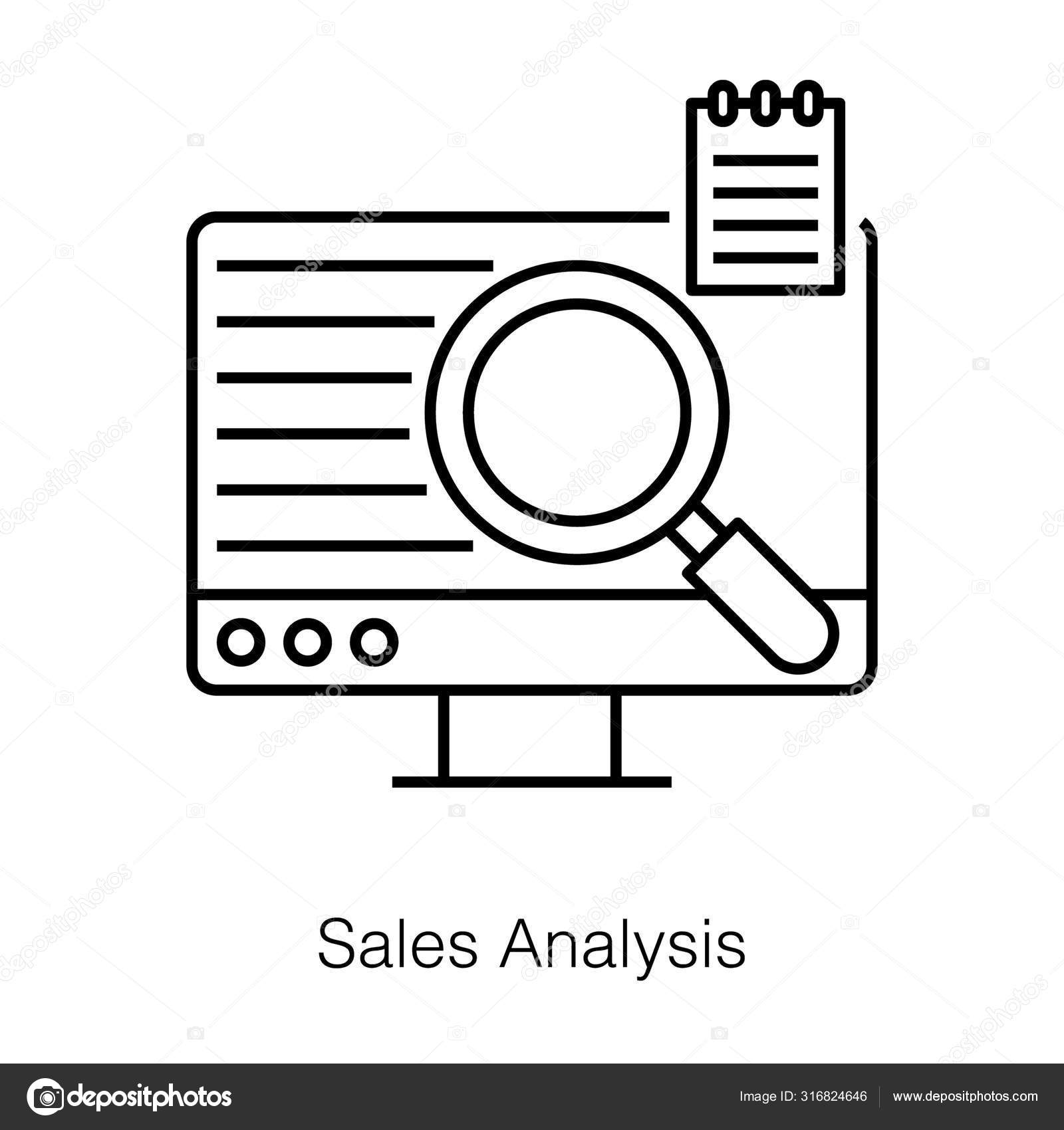 Sales Analysis Icon White Isolated Background Analytics Forecast Sign ...