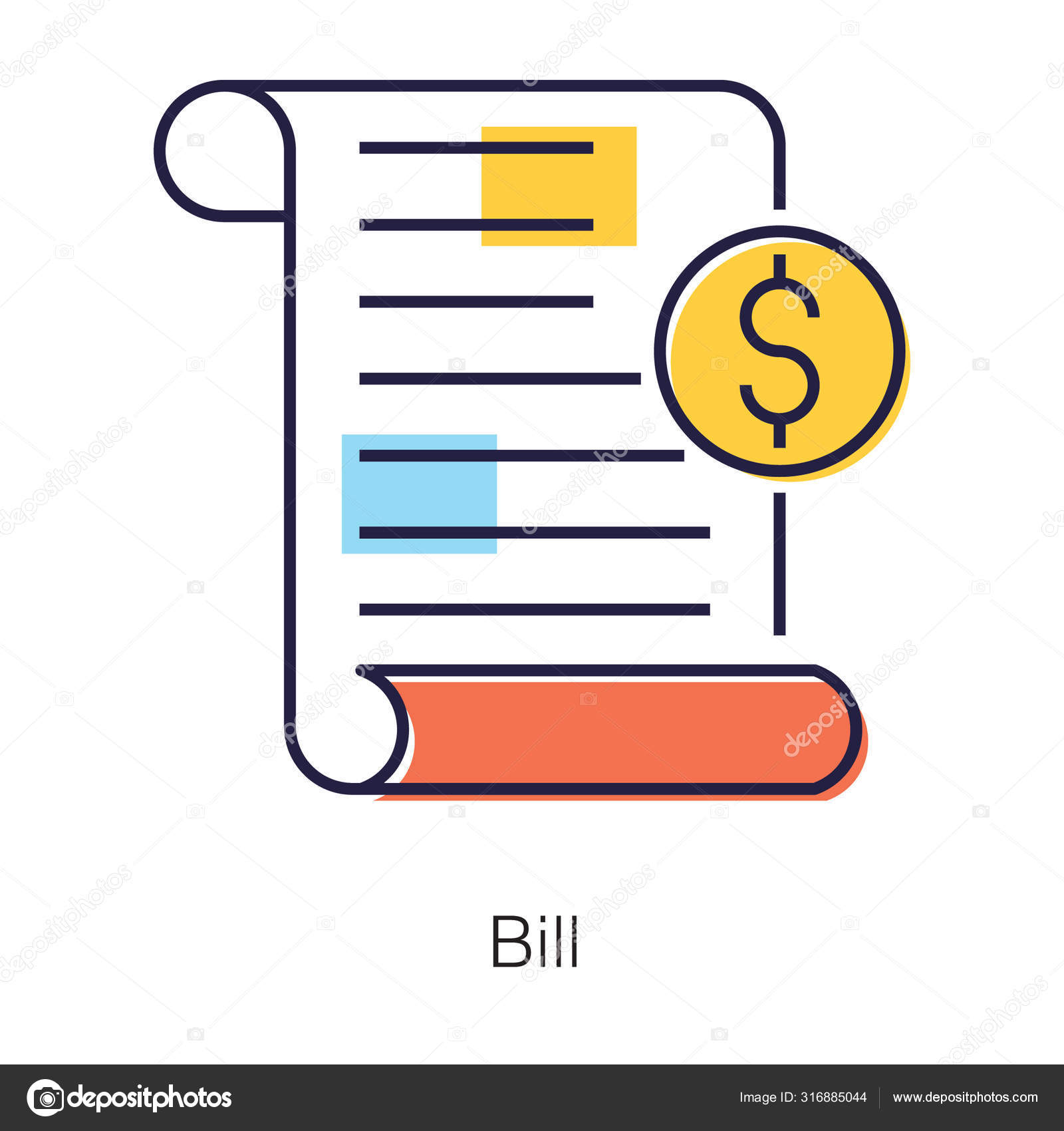 Shopping Invoice Isolated White Background Denoting Bill Receipt Stock ...