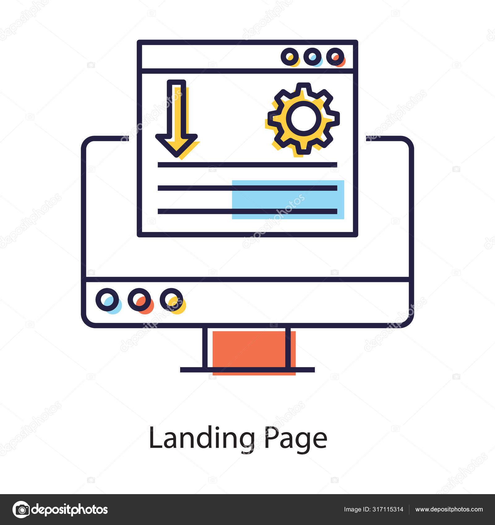 Web Interface Page Landing Page Icon Flat Design Stock Vector by ...