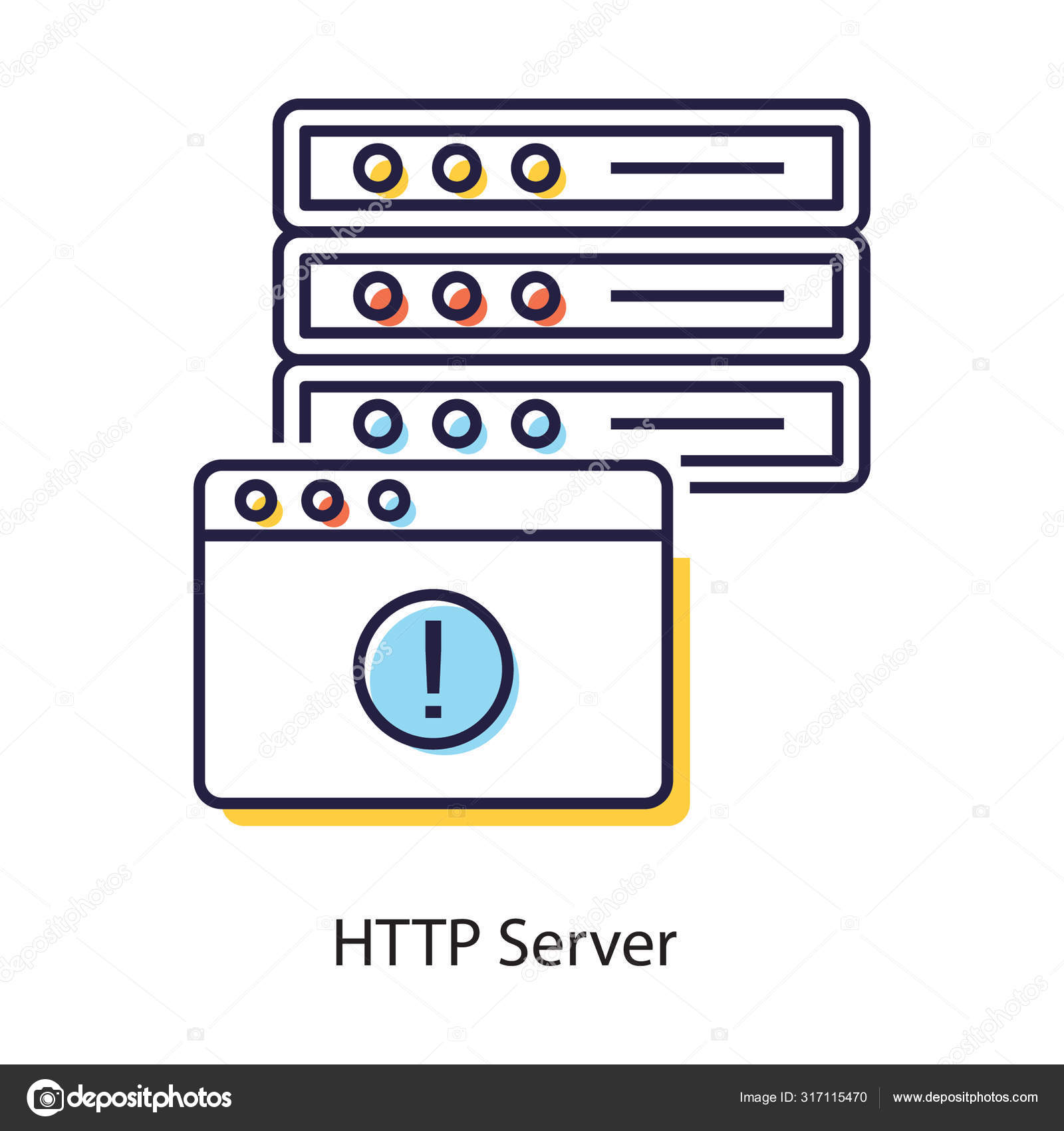 Http Server Icon Flat Design Isolated Background Stock Vector Image by ...