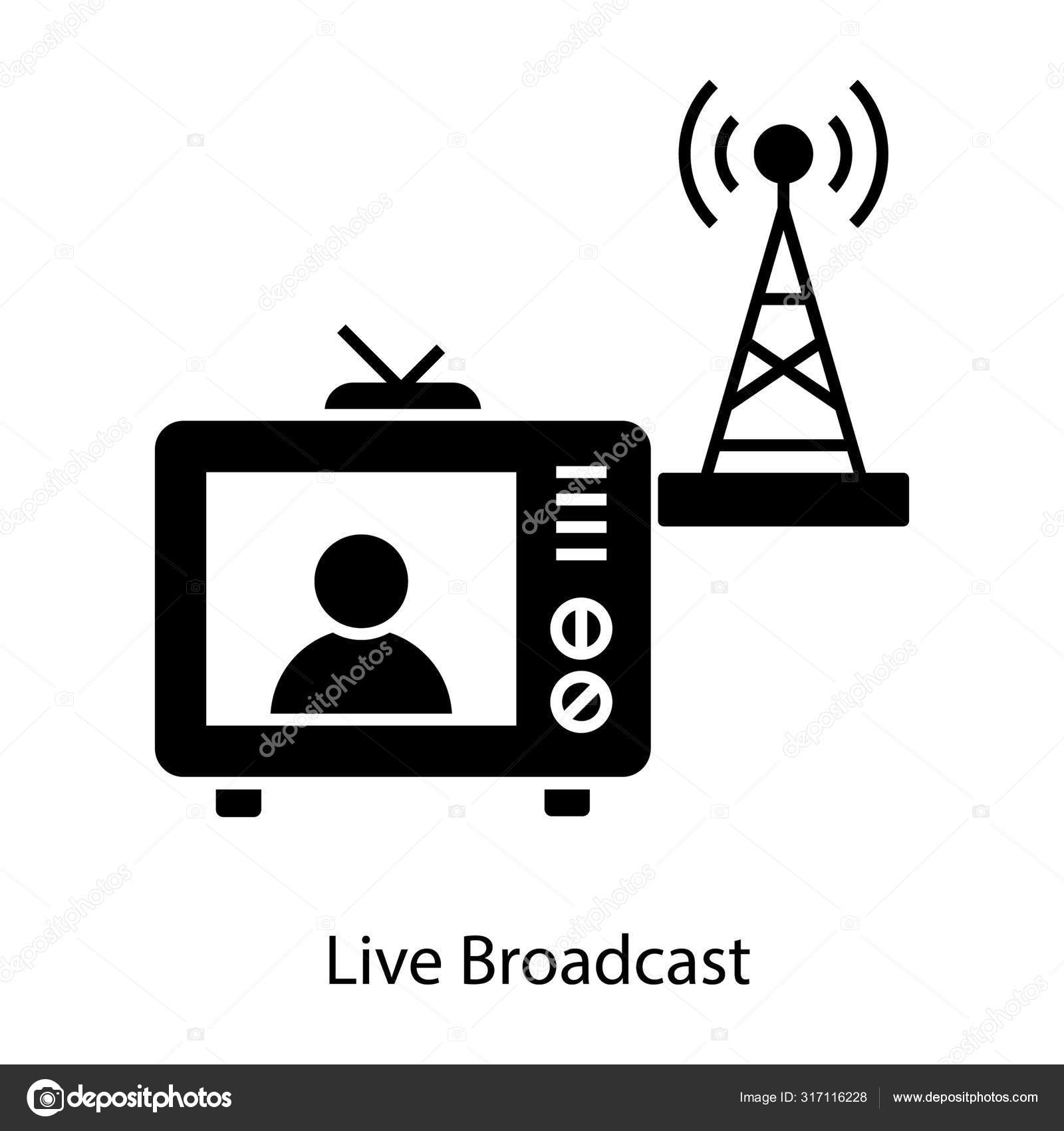 Retro Television Broadcast Media Vector Filled Design Stock Vector ...