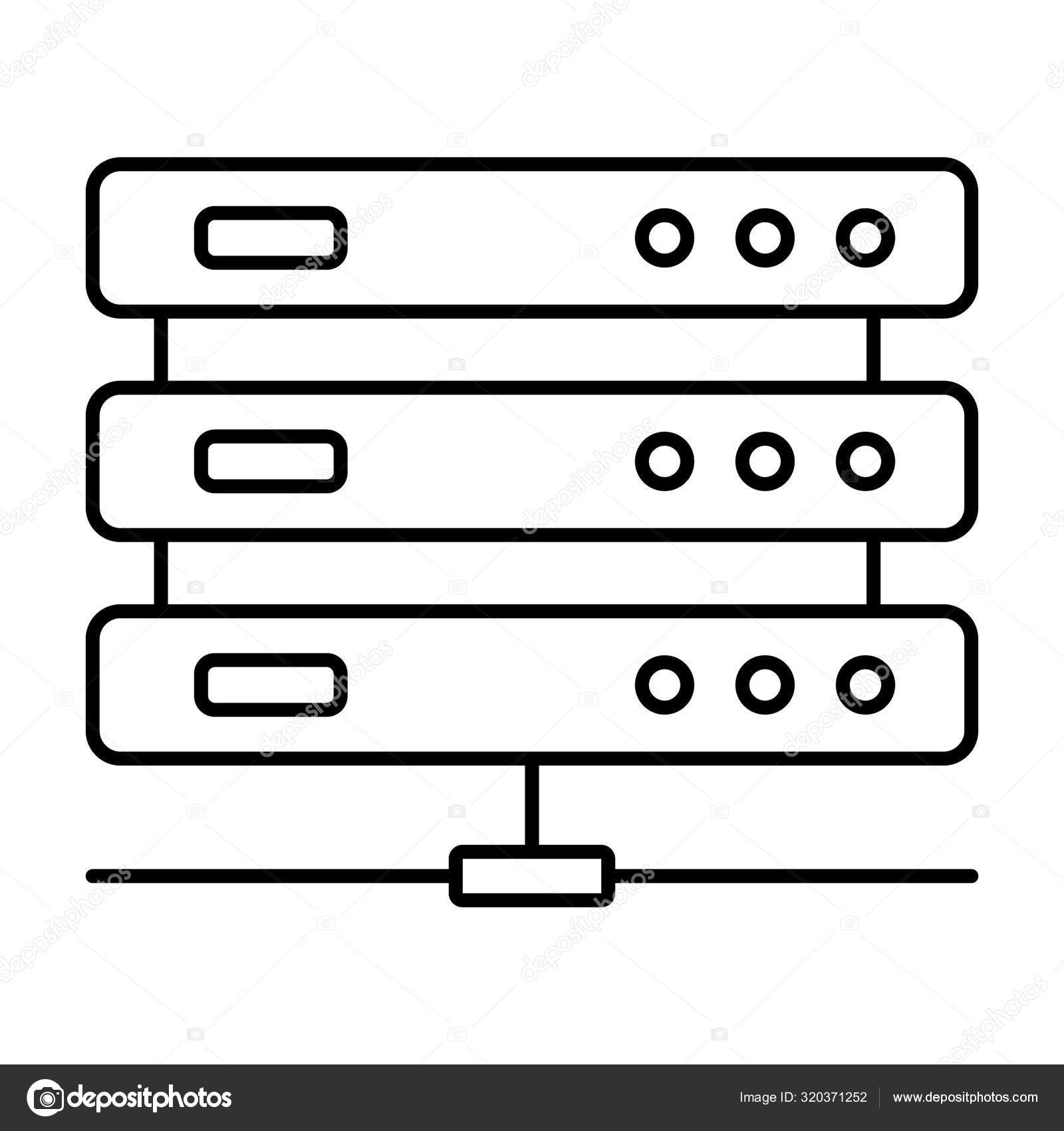 Connected Data Hosting Line Vector Design Database Server Icon Stock ...