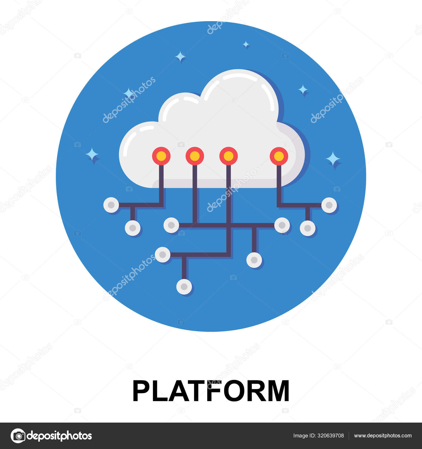 Cloud Network Nodes Platform Icon Flat Vector Stock Vector Image by ...