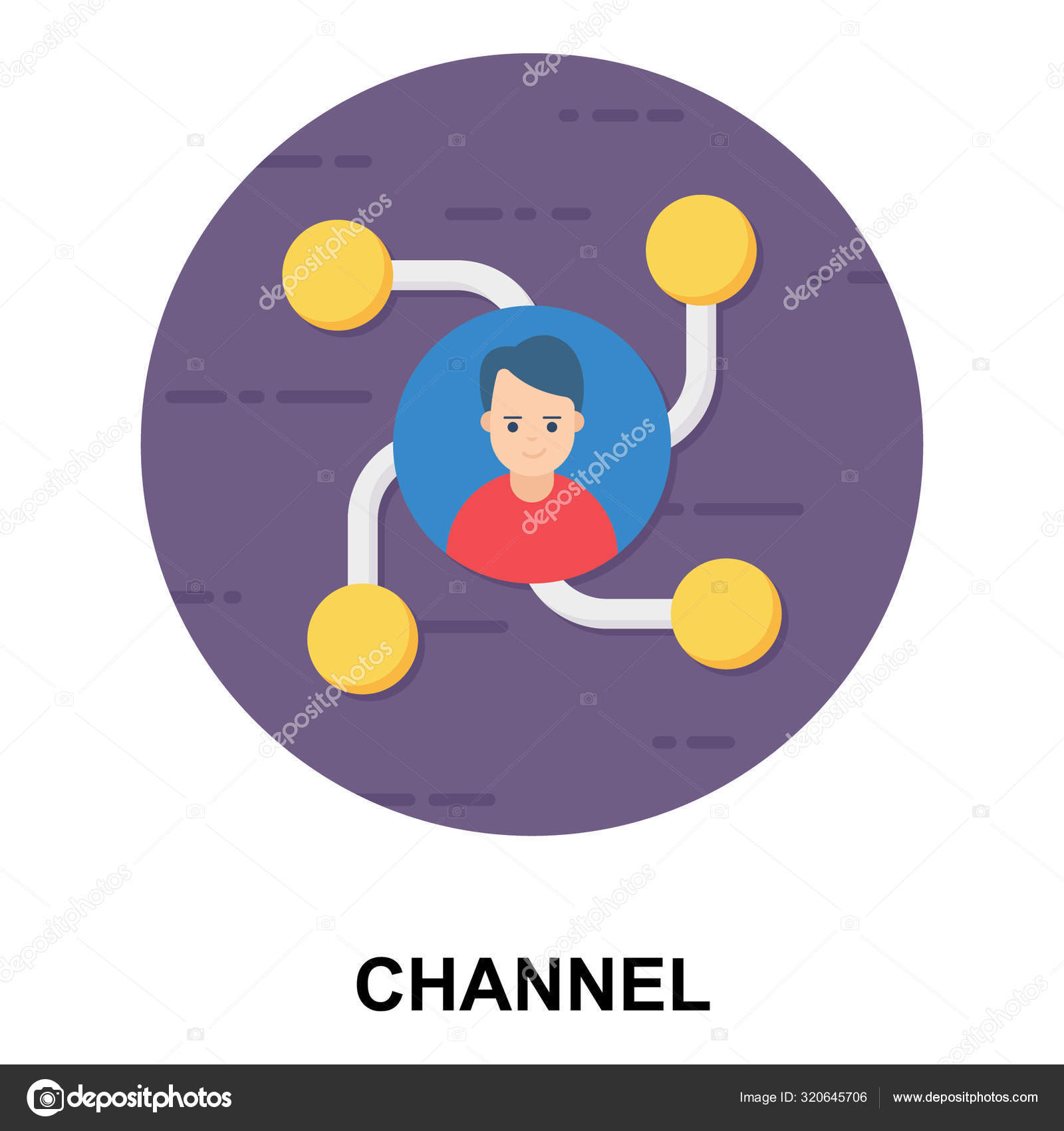 Man Multiple Nodes Channel Icon Flat Vector Stock Vector Image by ...