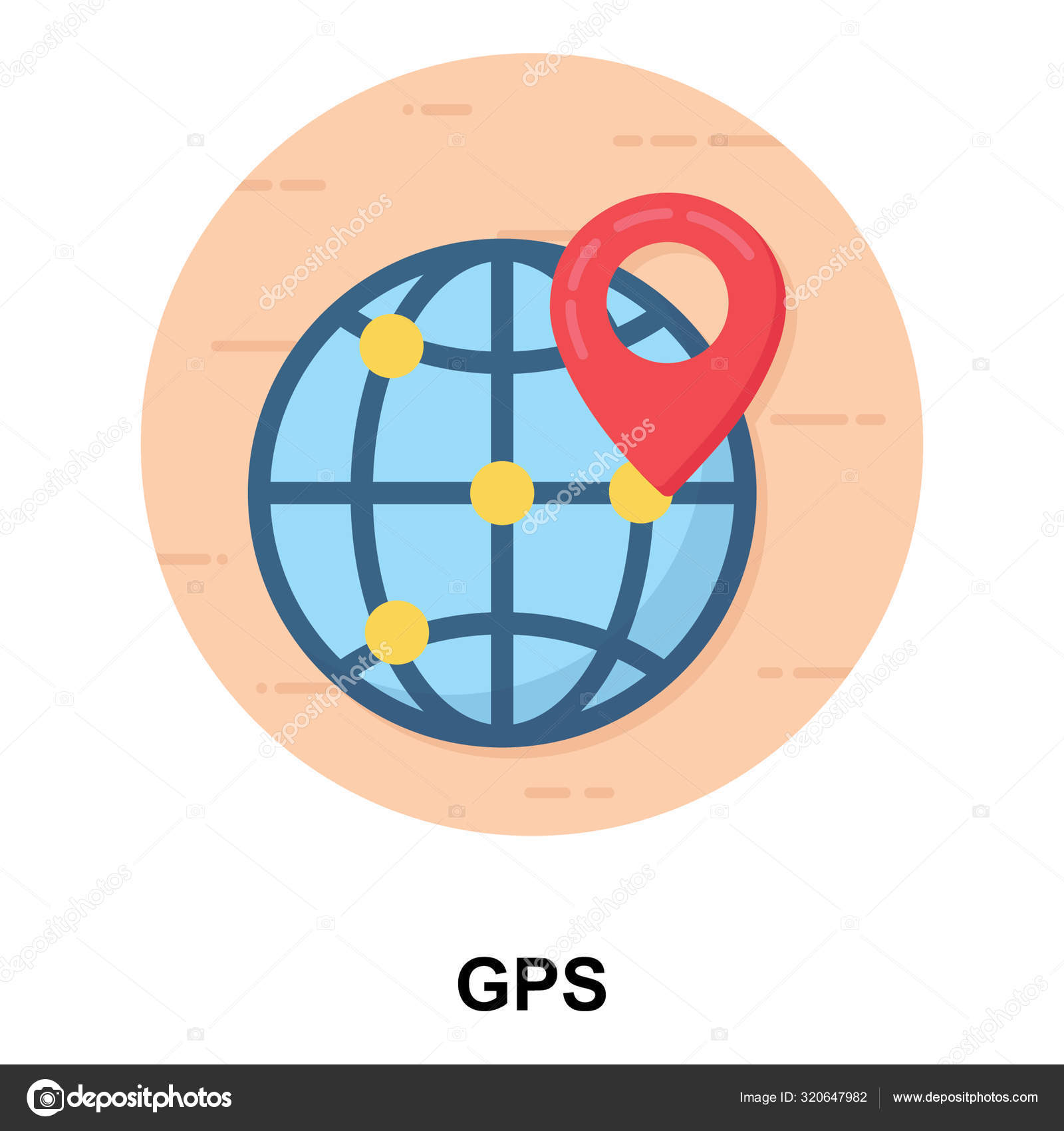 Location Pointer Globe Gps Flat Design Icon Stock Vector Image by ...