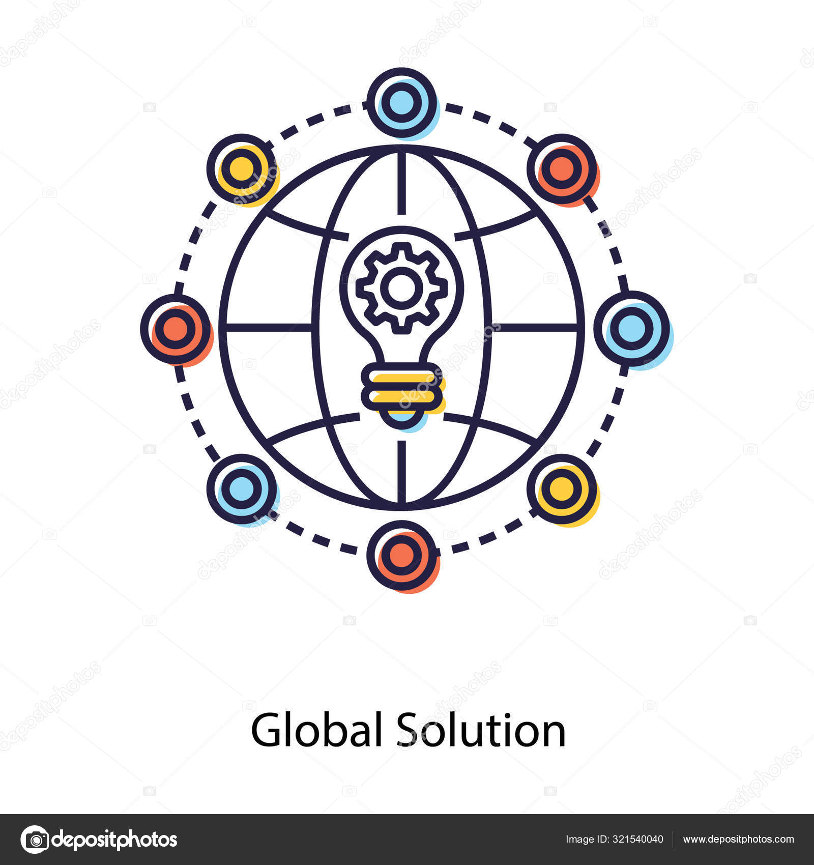 Worldwide Creative Problem Solving Global Solution Icon Flat Design ...