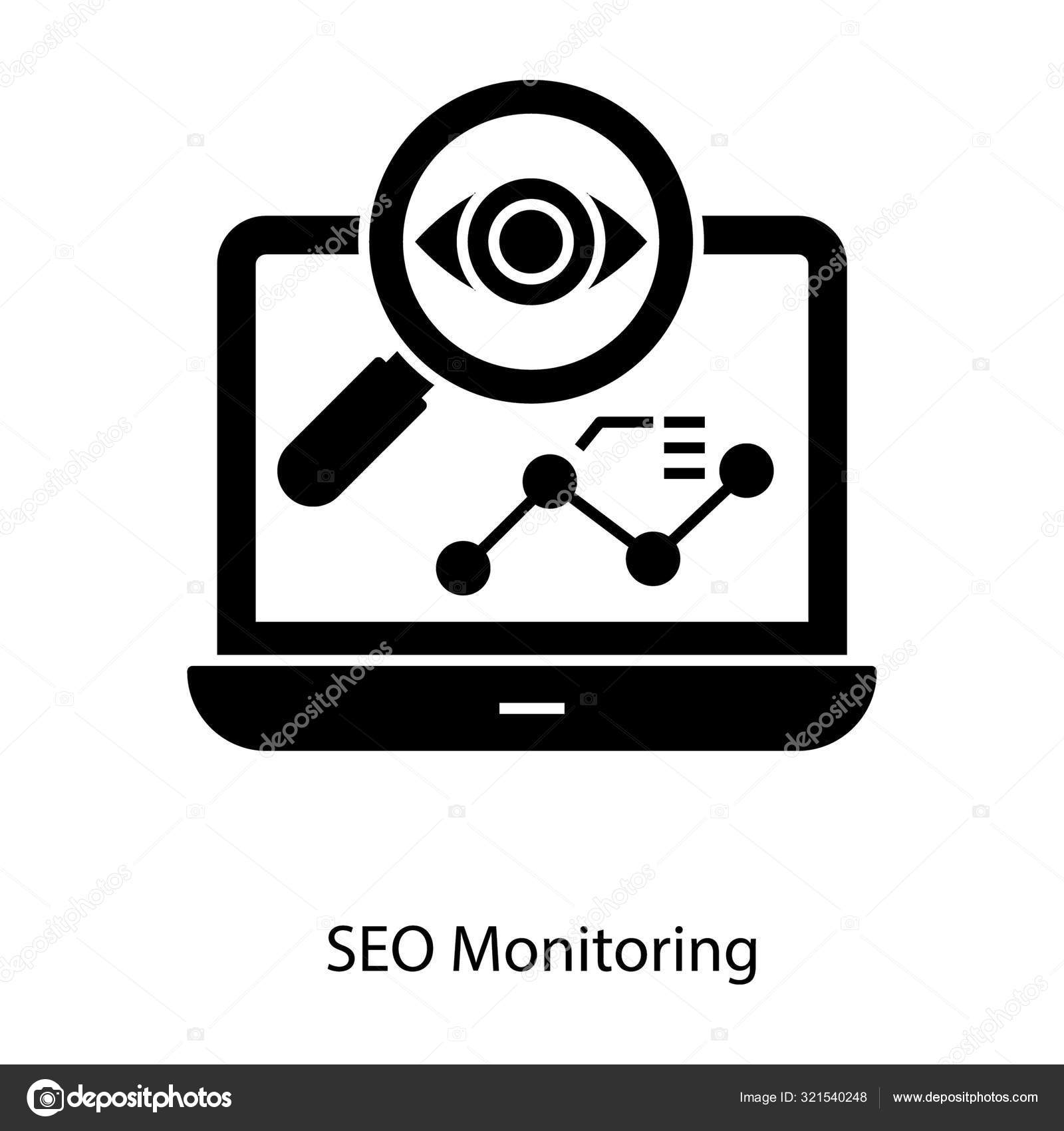 Cybersecurity Analysis Seo Monitoring Icon Glyph Design Stock Vector Image By ©vectorspoint