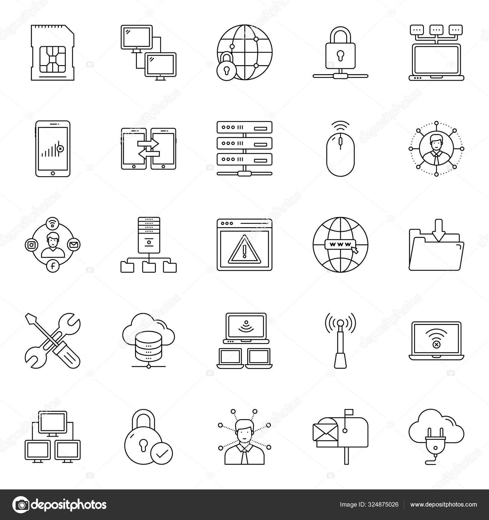 Communication Devices Line Icons Pack Stock Vector by ©vectorspoint ...