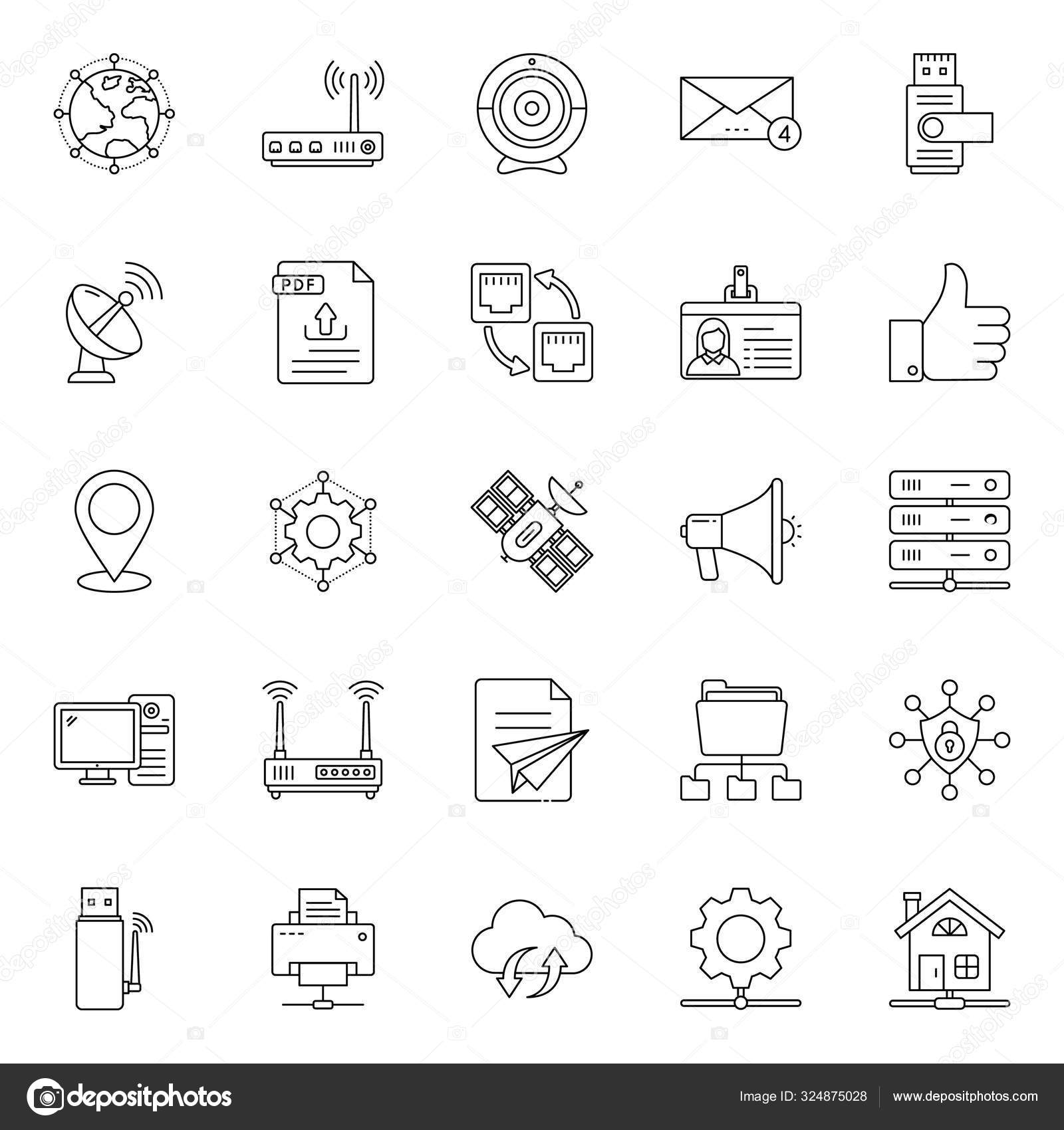 Communication Devices Line Icons Pack Stock Vector by ©vectorspoint ...