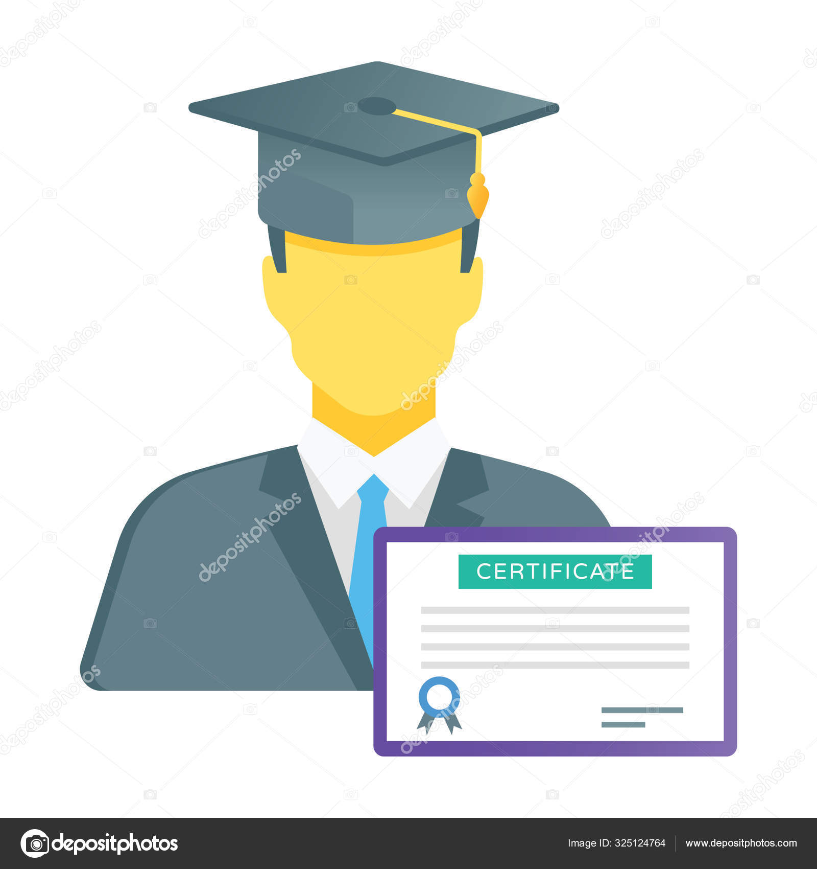 Avatar Con Mortero Con Concepto Certificado Icono Posgrado Vector de ...