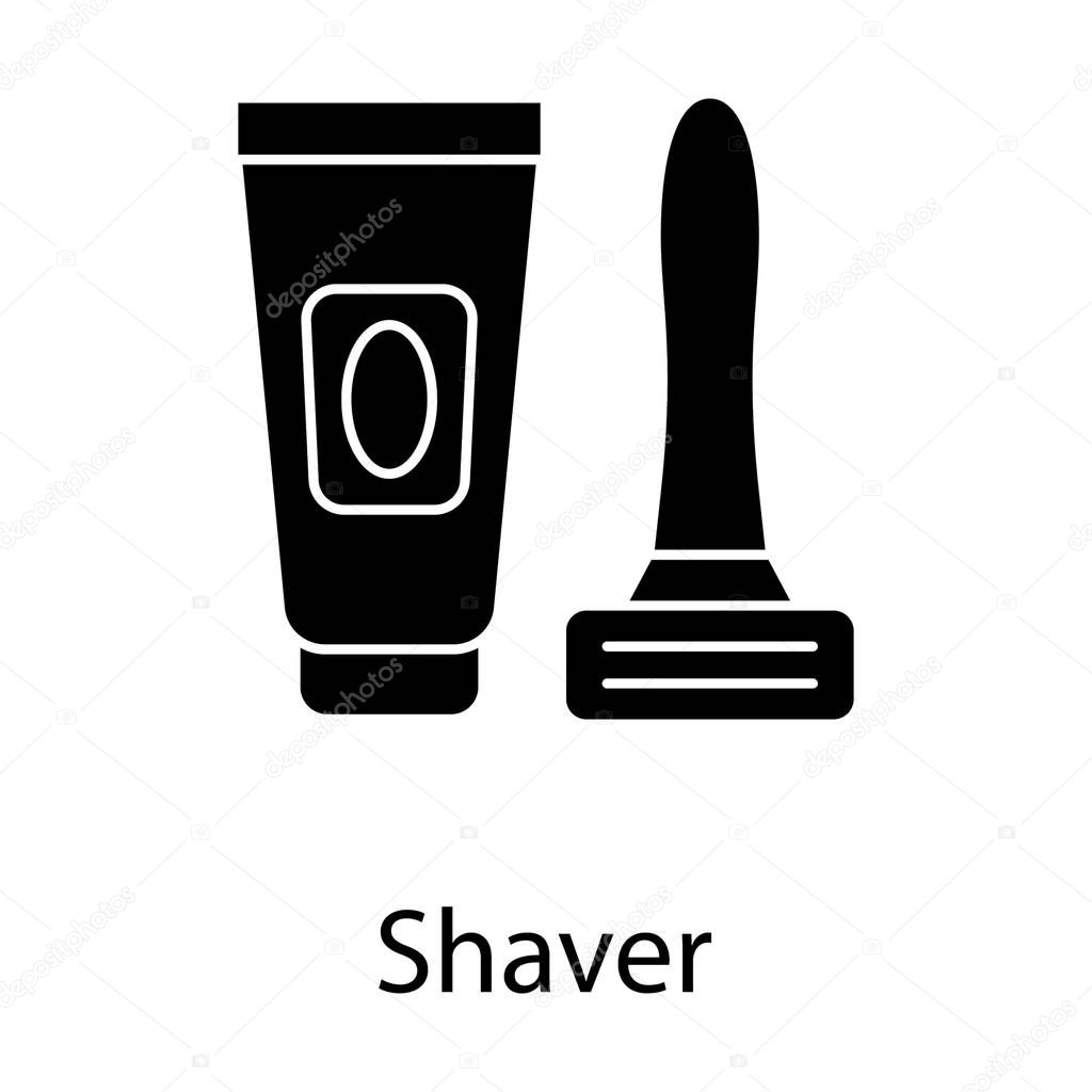 Kit Afeitado Crema Con Vector Afeitadora Diseño Sólido Vector de stock ...