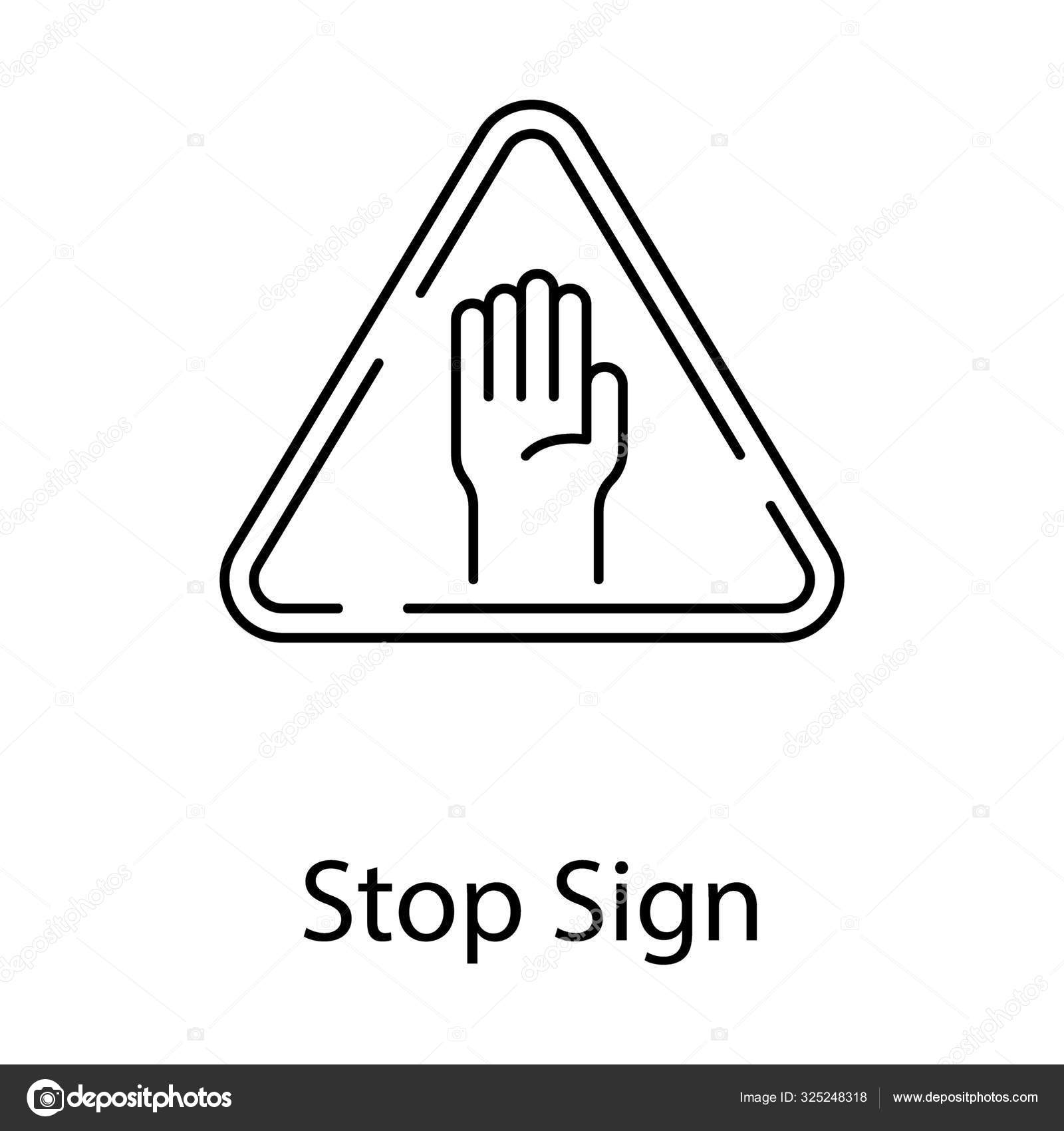 Hand Blocking Symbol Denoting Road Indicator Stop Sign Line Icon Stock ...