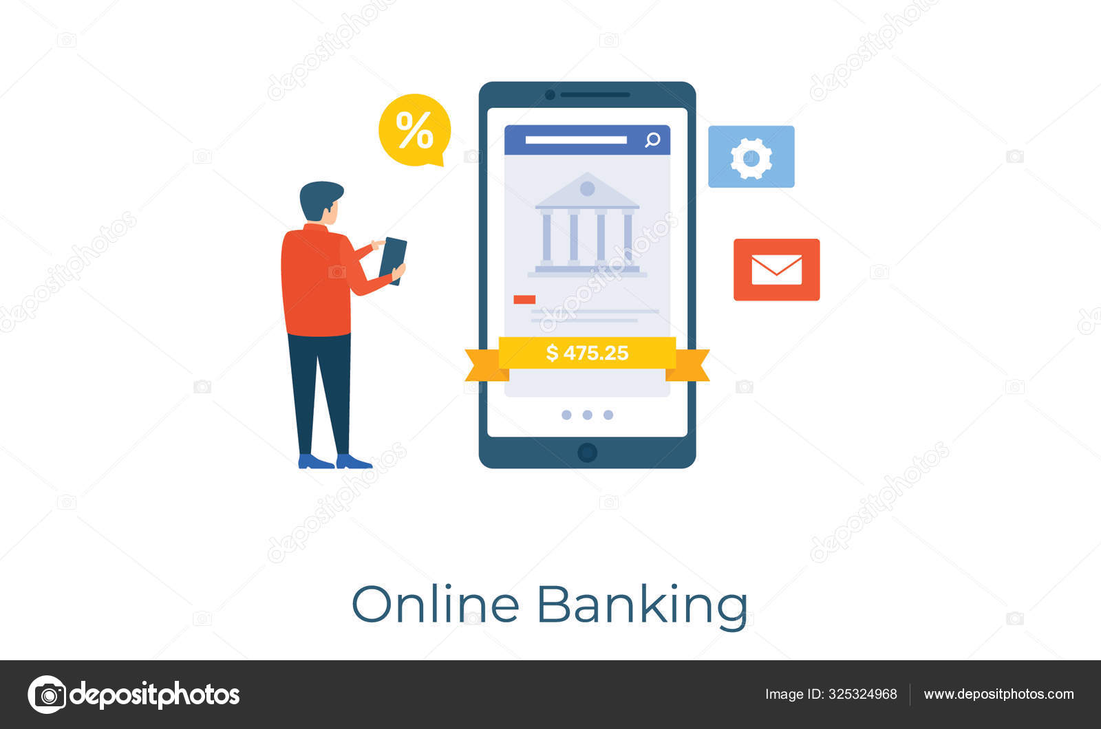 Internet Banking App Online Banking Vector Flat Illustration Design ...