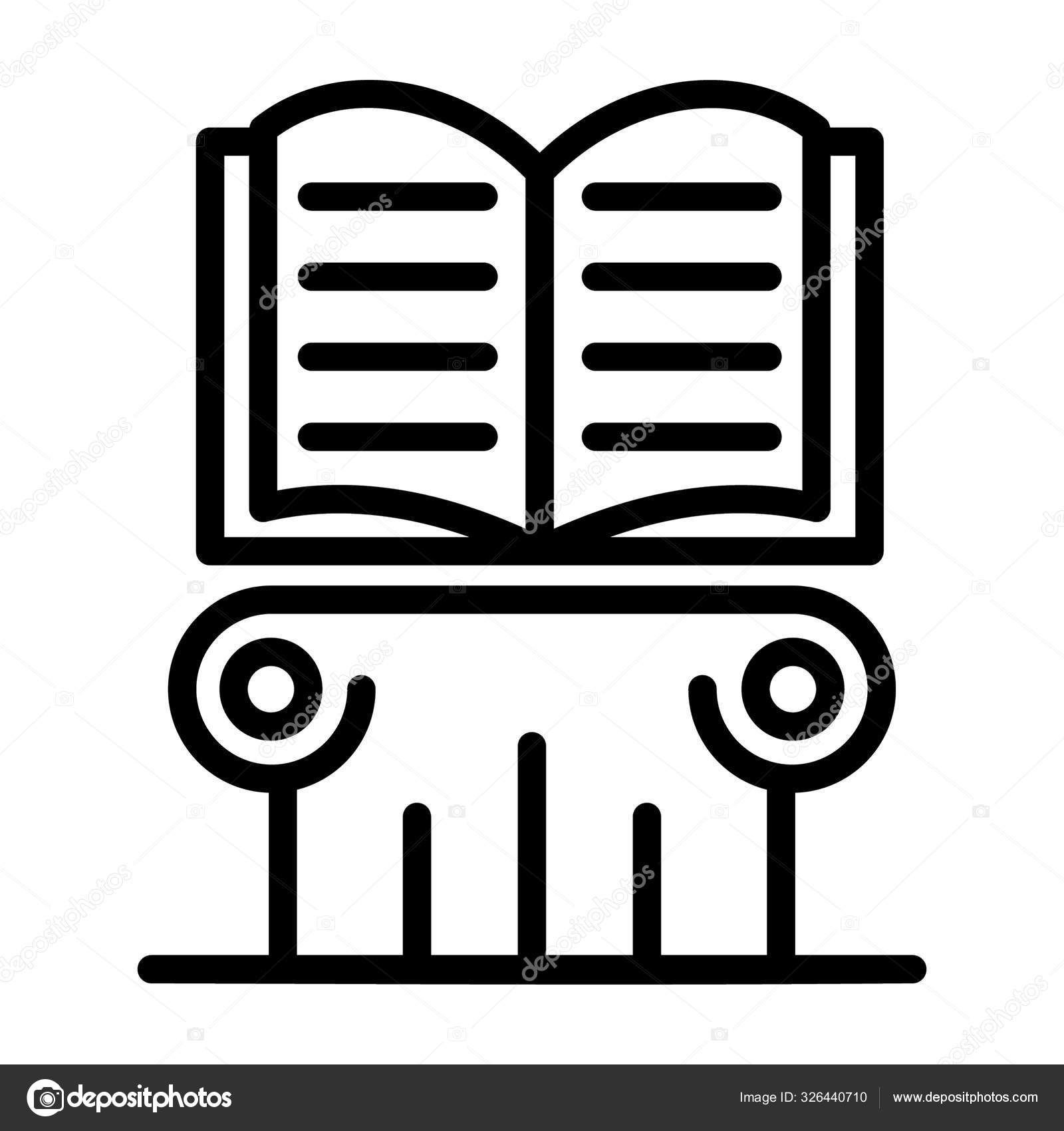 Open Book Pillar Depicting Line Icon Educational Law Vector Design ...