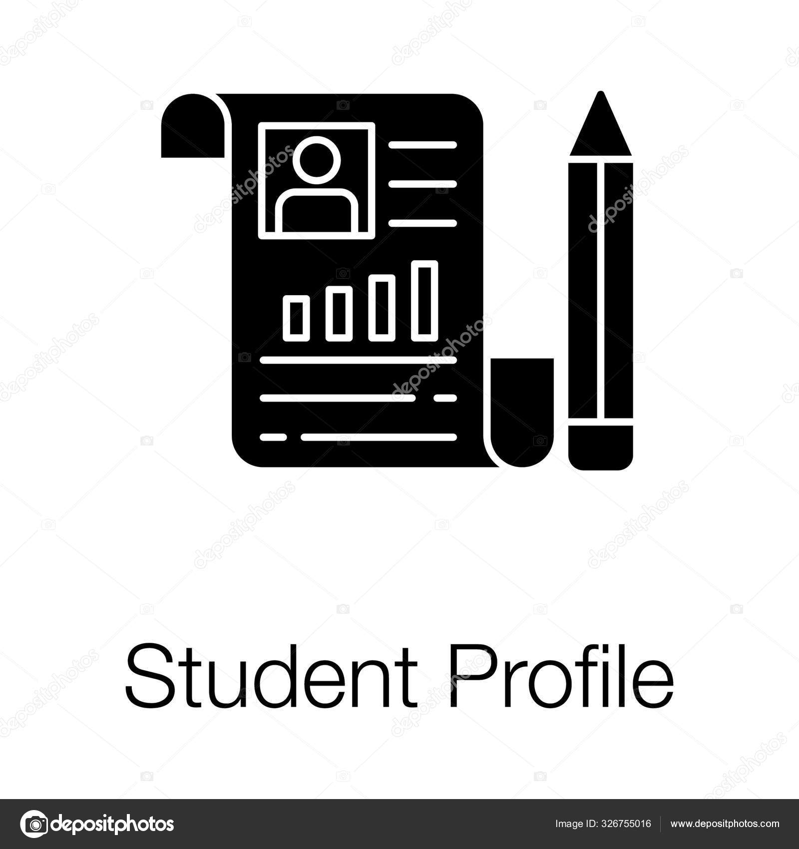 Student Biography Concept Solid Icon Student Profile Vector Design 스톡 ...