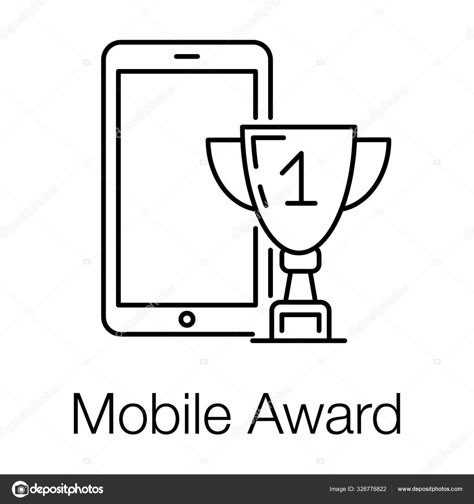 Winner Trophy Smartphone Symbolizing Mobile Award Stock Vector by ...
