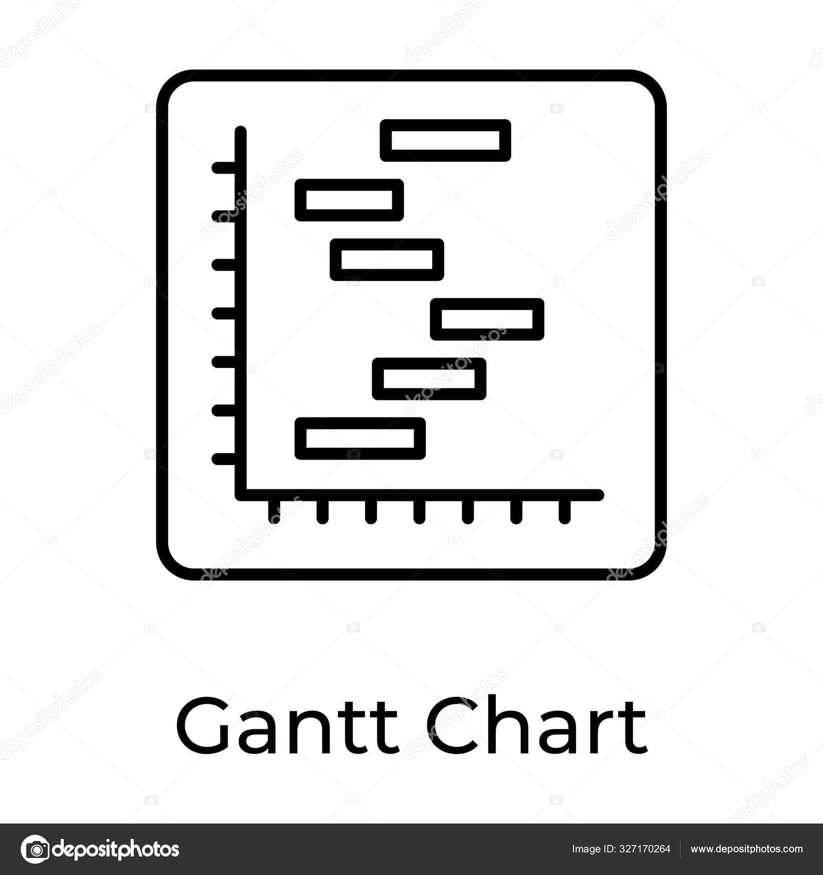 Line Icon Gantt Chart Graphical Representation Stock Vector Image by ...