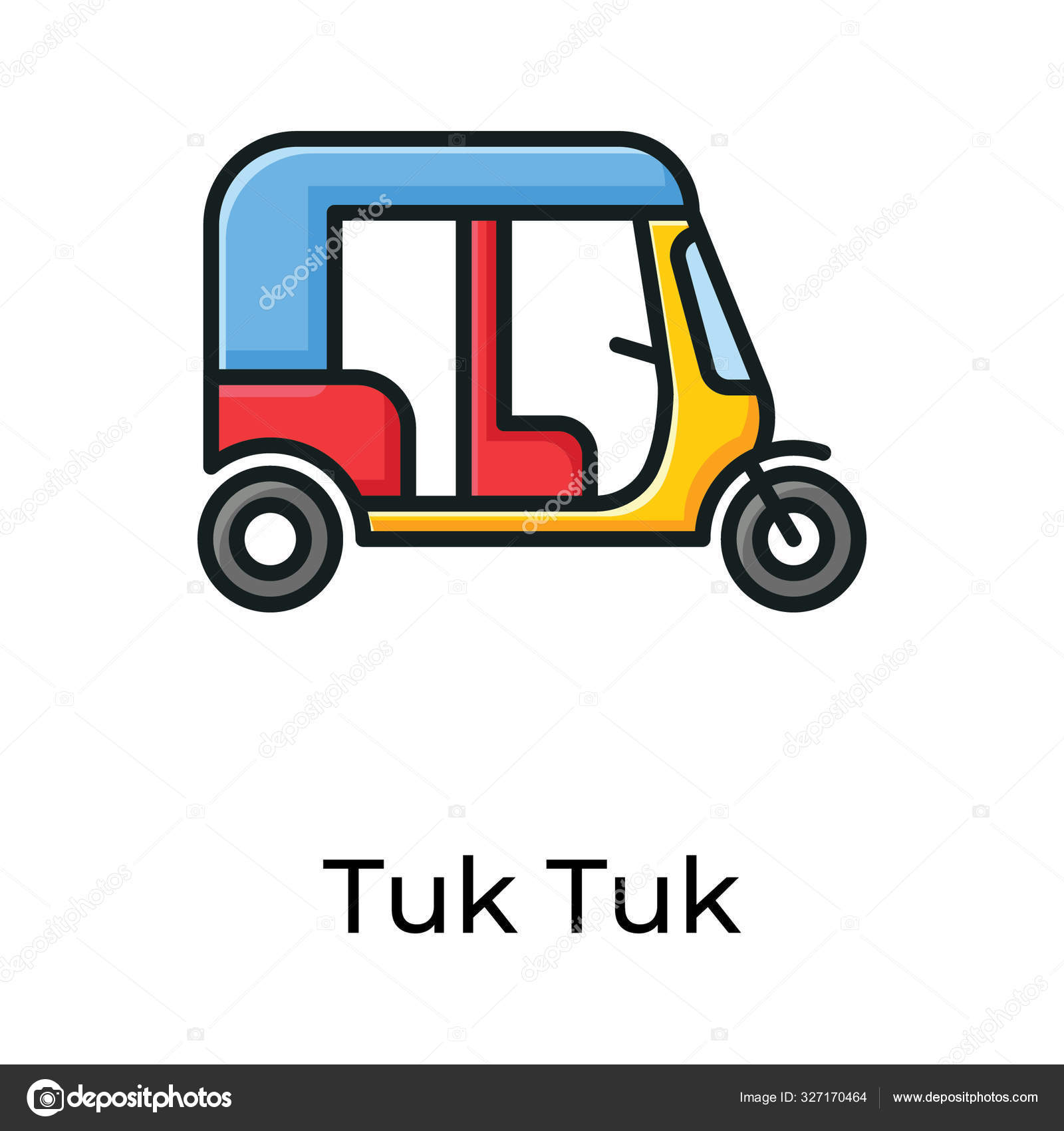 Download - Tuk tuk icon in flat design, transport vector — Stock Illustration
