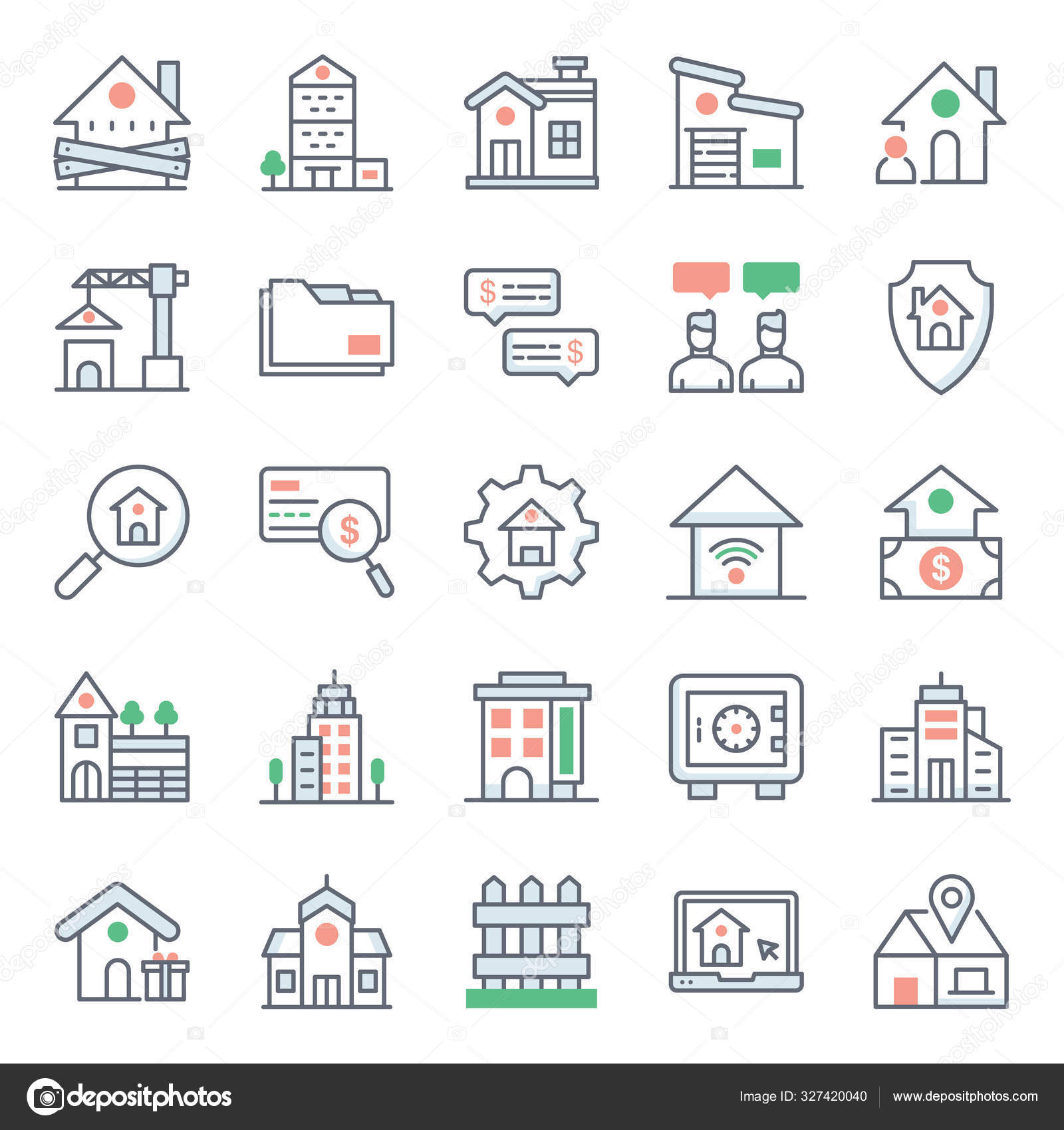 Pack Property Flat Icons Stock Vector Image by ©vectorspoint #327420040