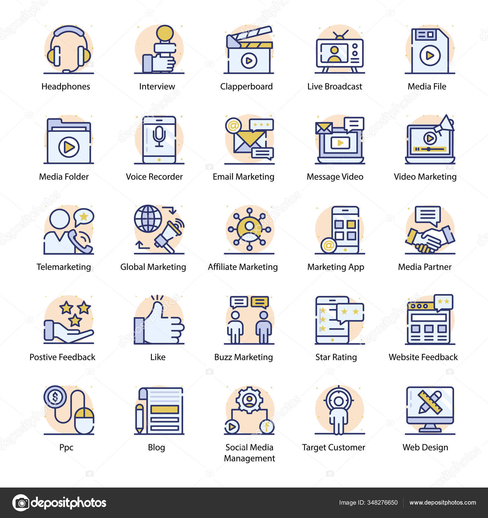Social Media Flat Icons Pack Stock Vector by ©vectorspoint 348276650