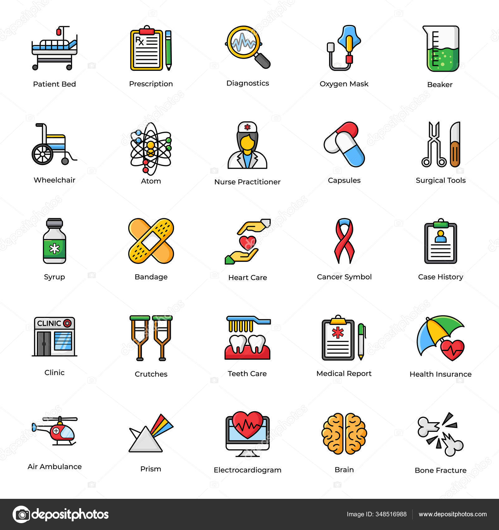 Medical Experiment Flat Icons Pack Stock Vector by ©vectorspoint 348516988