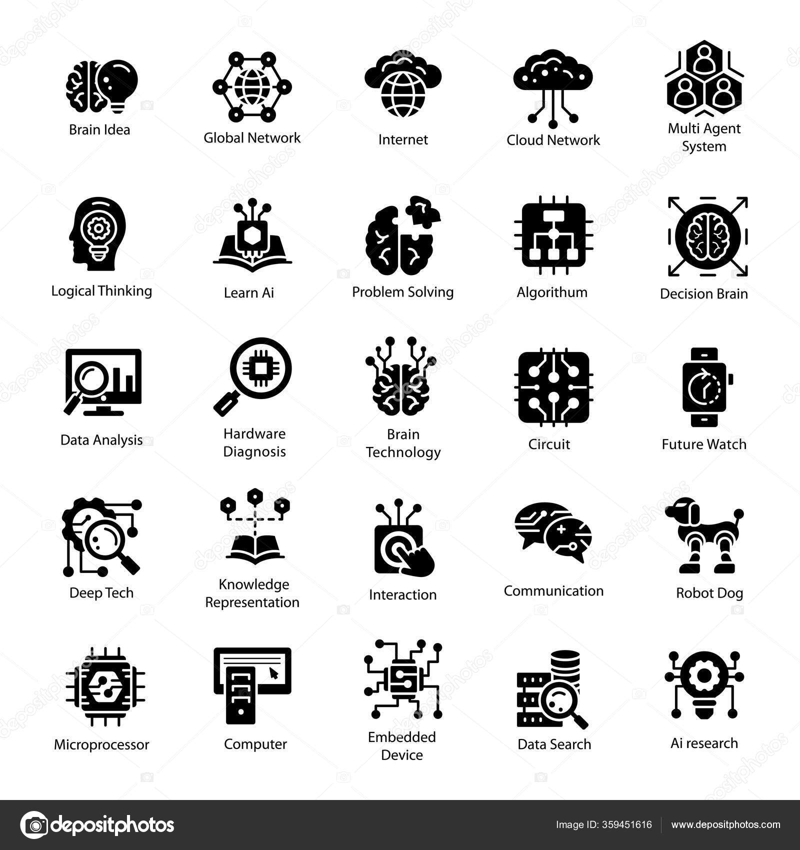 Technology Artificial Intelligence Filled Vectors Pack Stock Vector ...