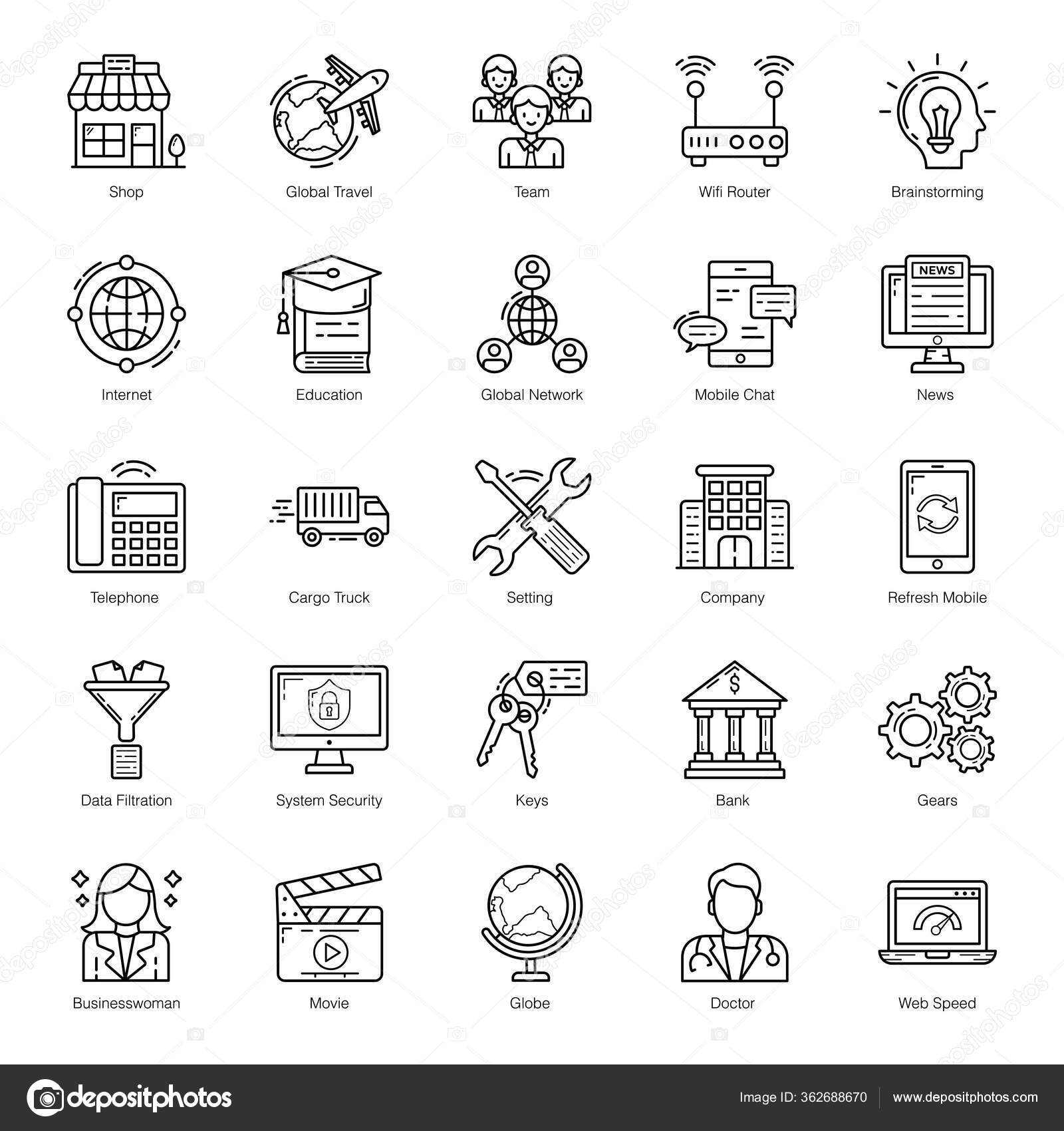 Here Bring Pack Trendy Line Icons You Can Select Any Stock Vector Image ...