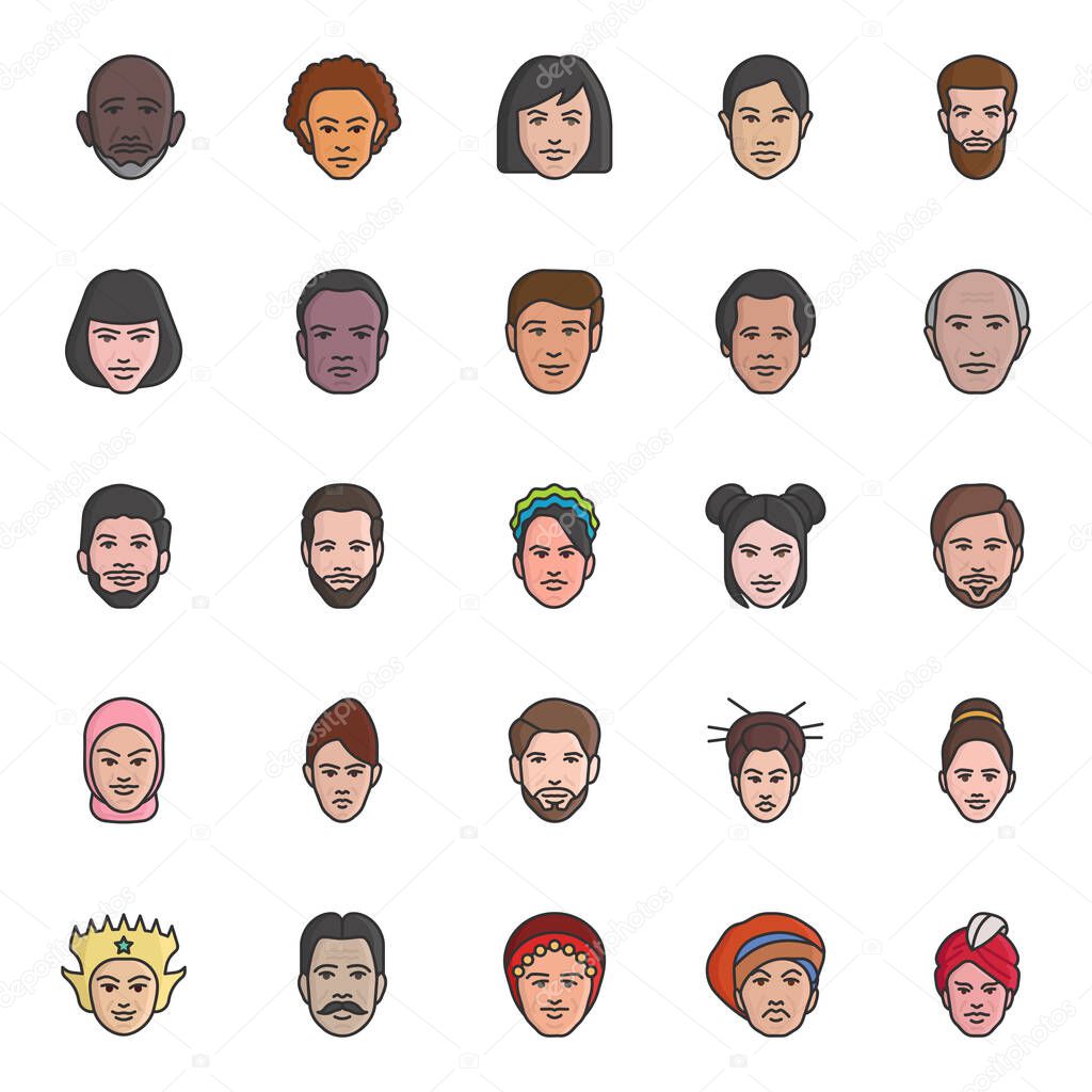 Un increíble pack de caras de avatares, este pack de iconos planos te ...