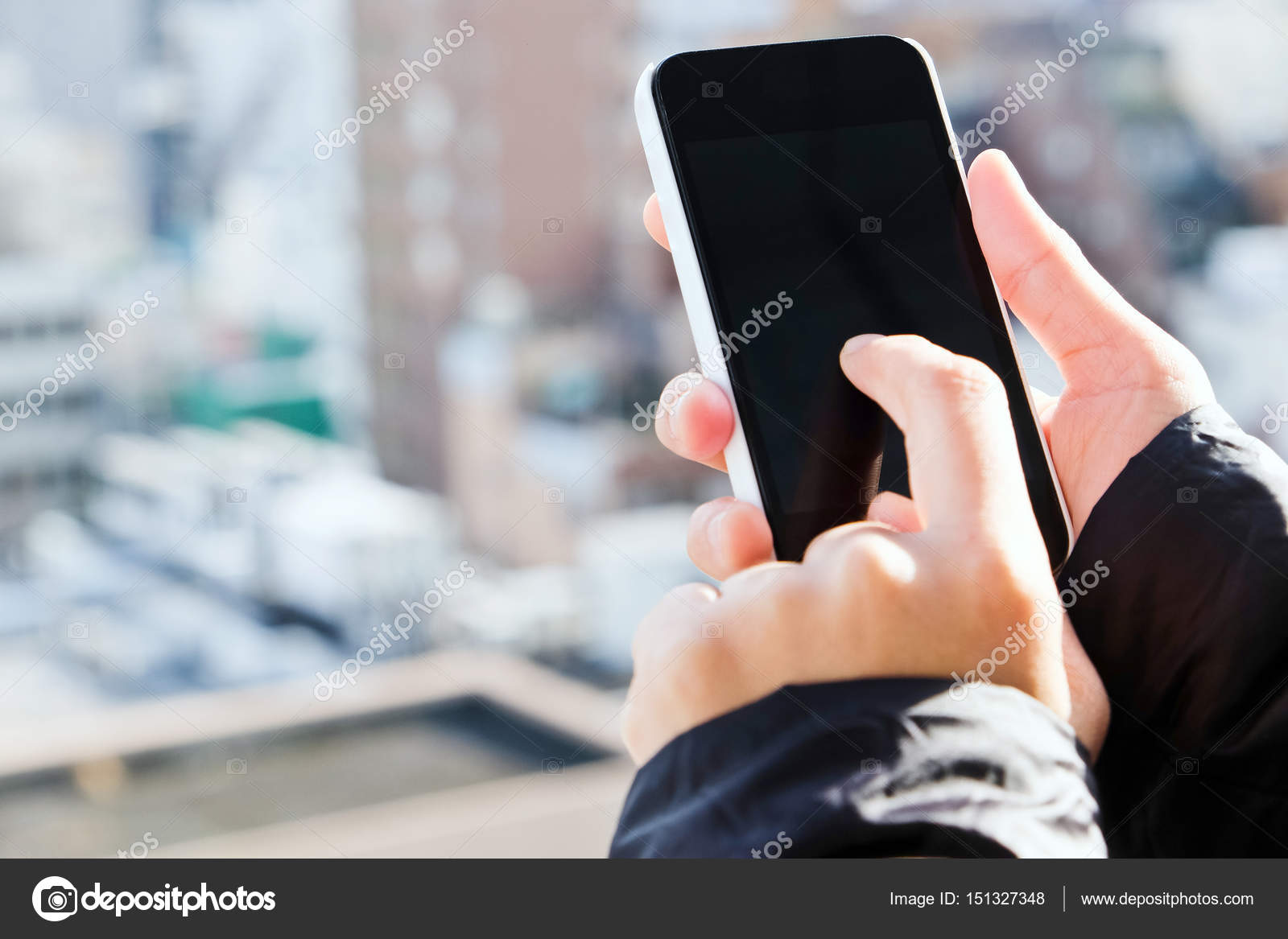 Using mobile smart phone — Stock Photo © ponsulak #151327348