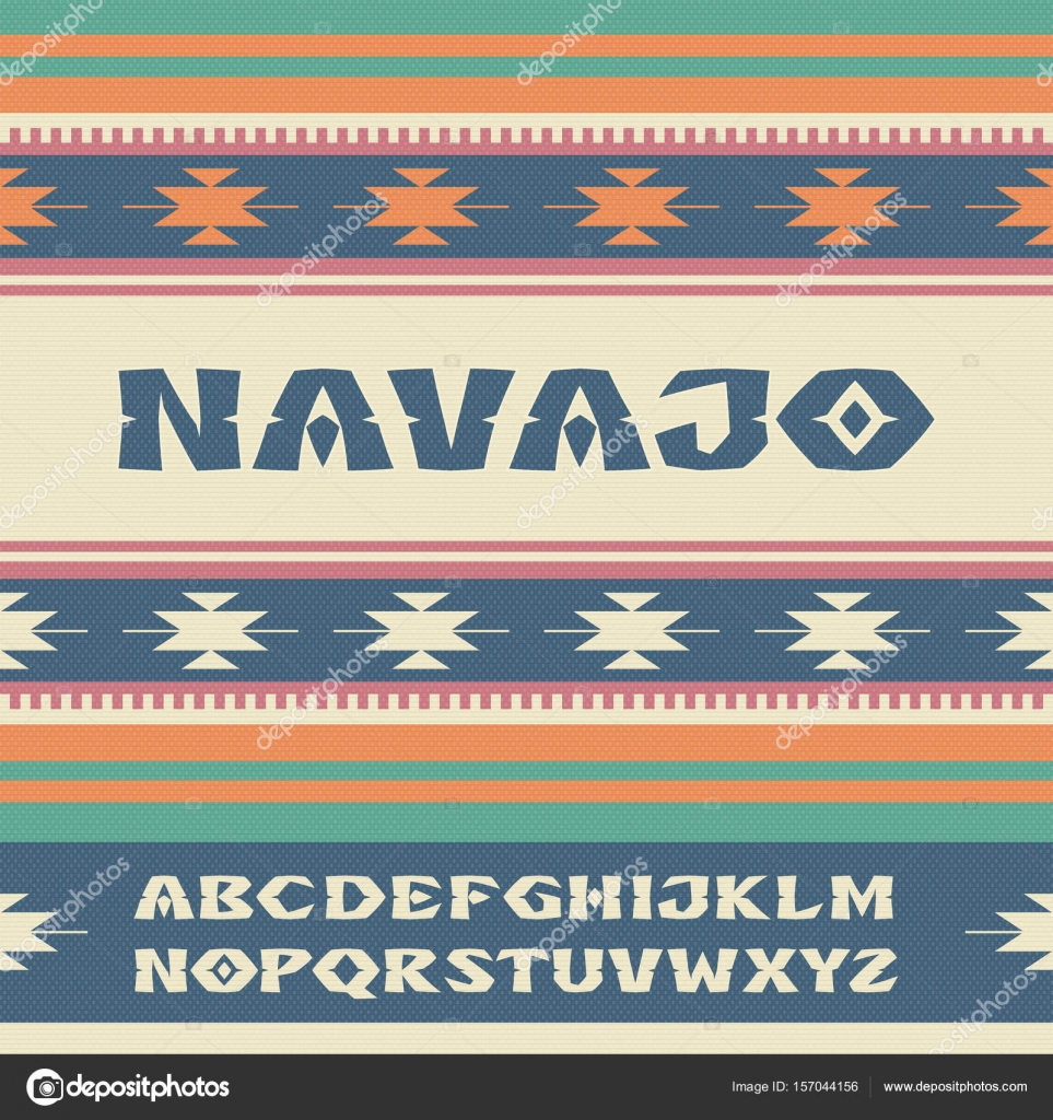Navajo. Font in the style of ornaments of Indian tribes — Stock Vector ...