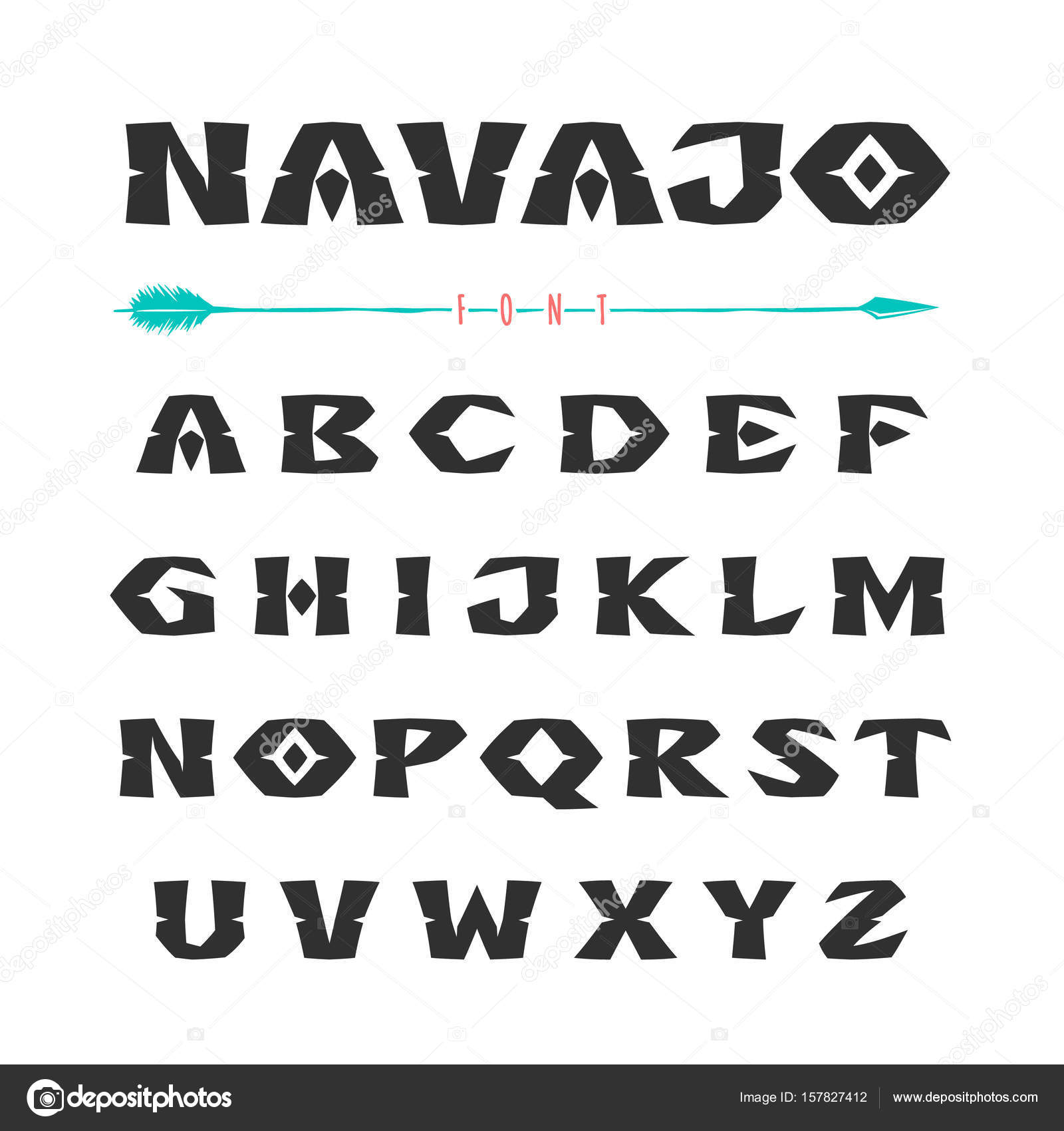 Navajo. Font in the style of ornaments of Indian tribes — Stock Vector ...