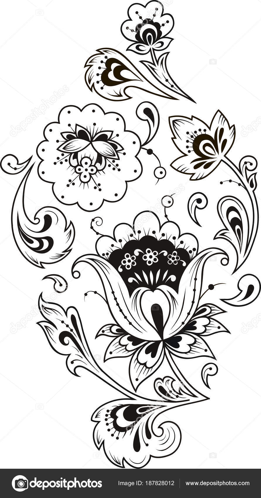 The traditional Russian floral pattern Khokhloma Stock Vector Image by ...