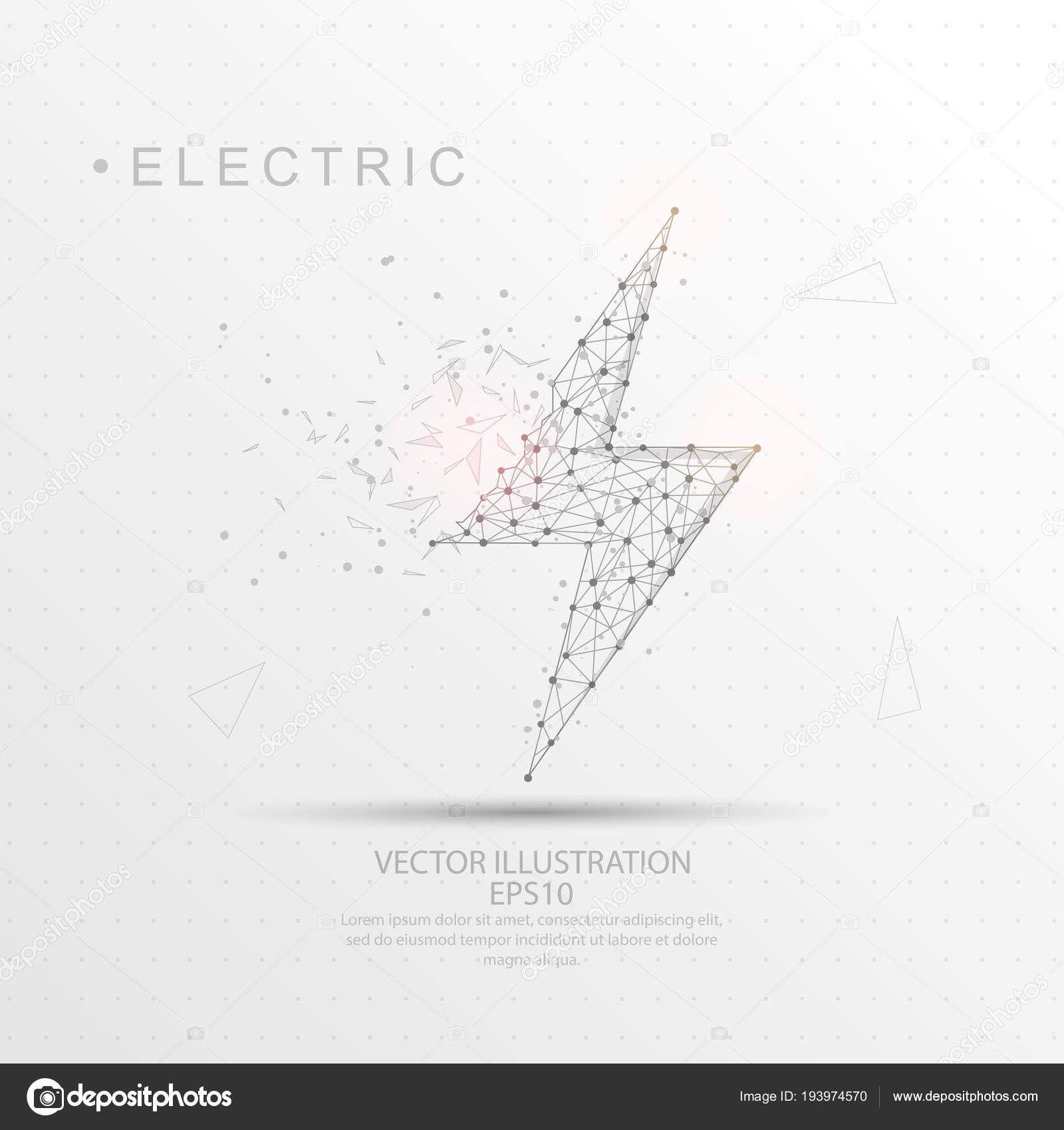 Forma de rayo eléctrico dibujado digitalmente marco de alambre de ...