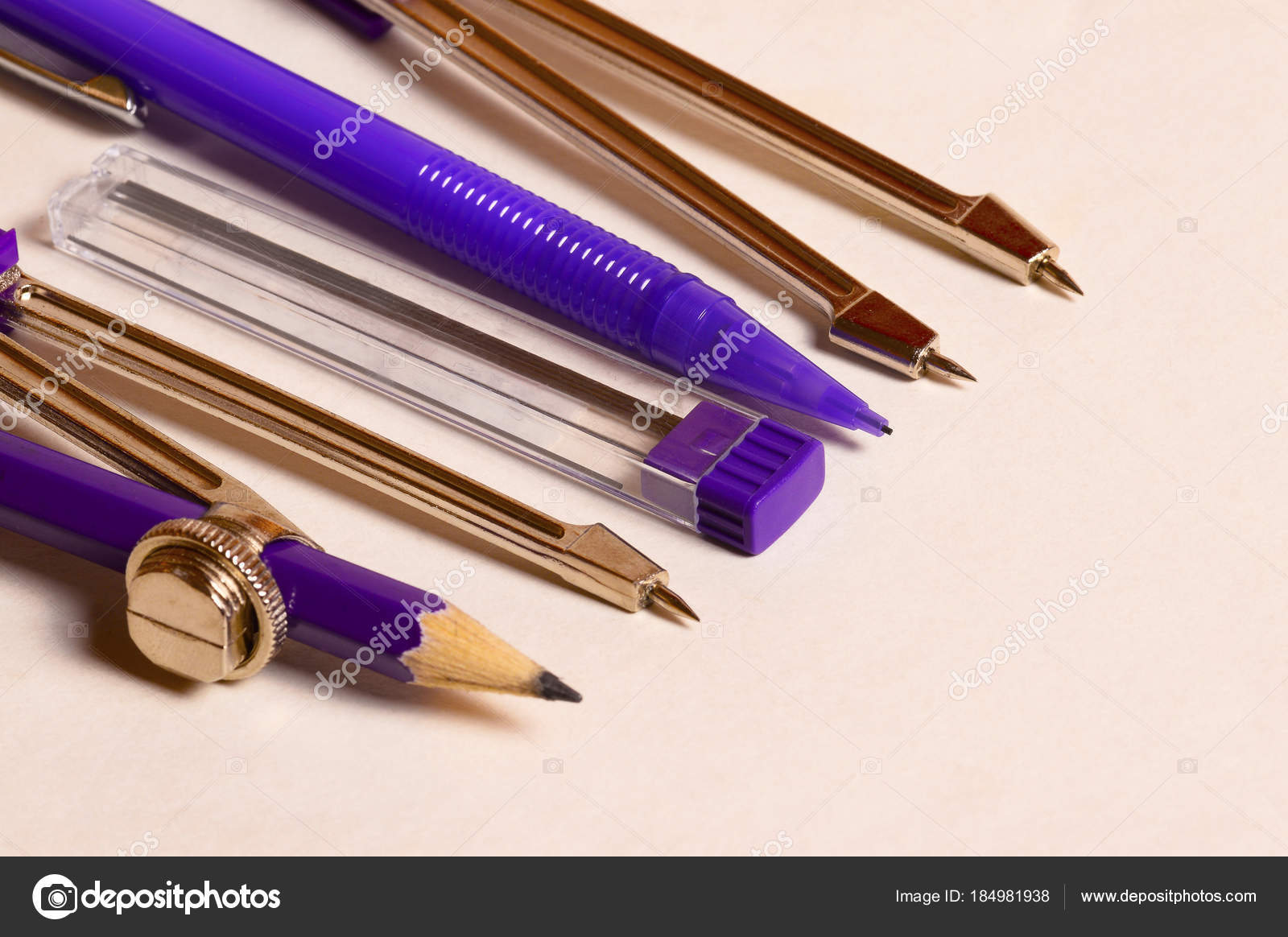 Geometry Box Set with Ruler, Protractor, Set Squares, Eraser — Stock ...